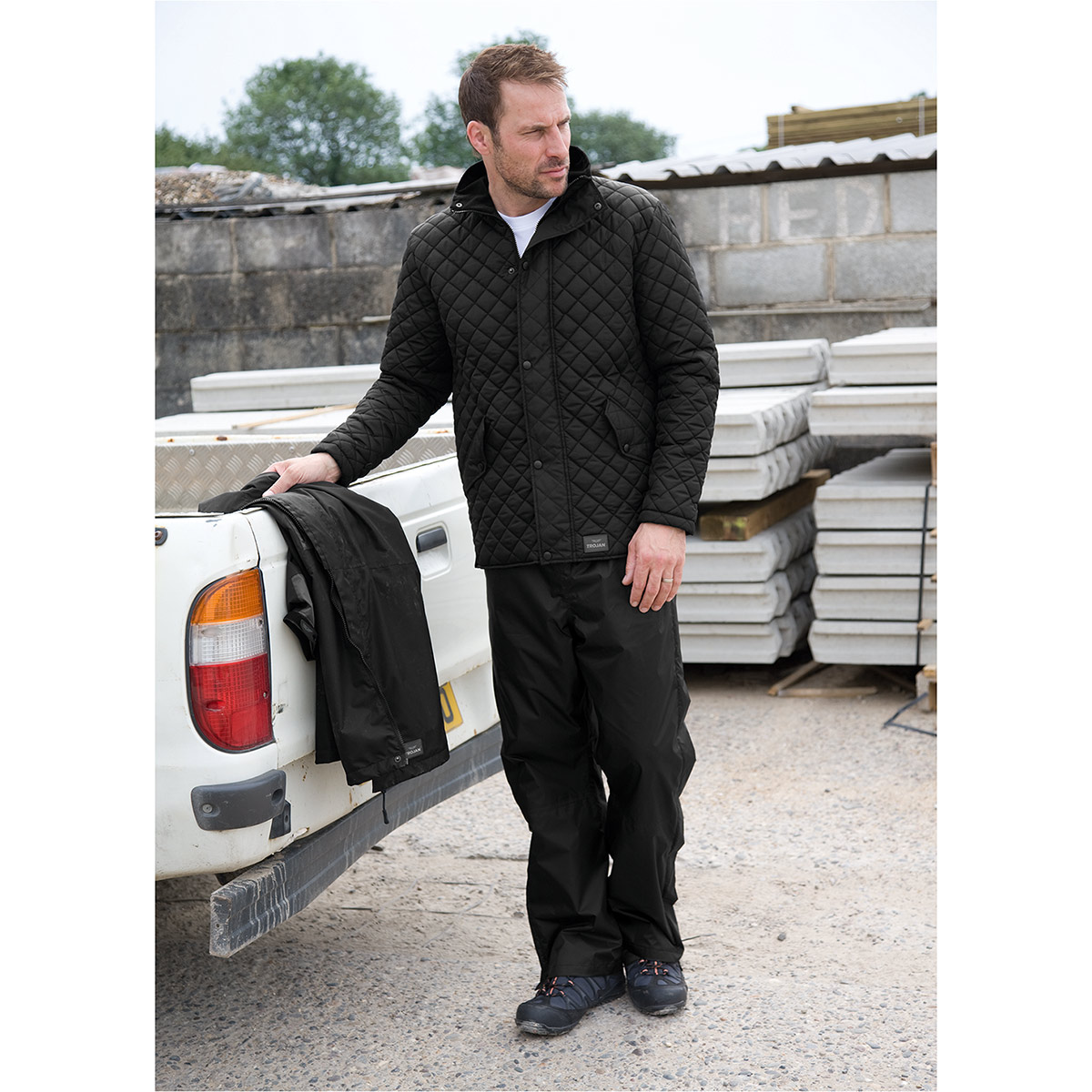 TROJAN Men’s Black/Grey Multi Waterproof Jacket | TROJAN | Work Jackets ...