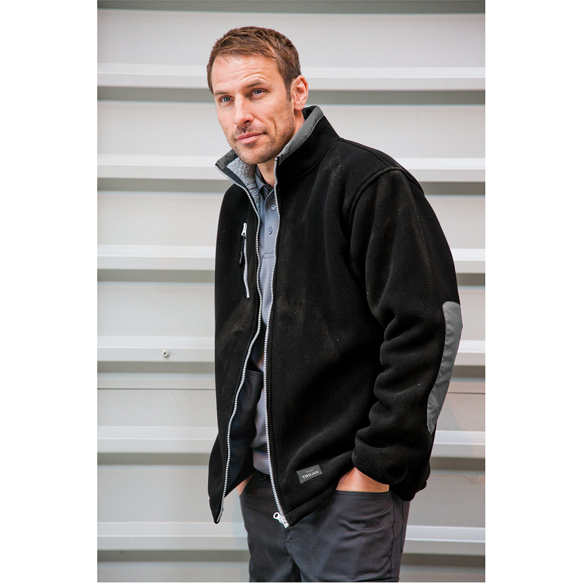 TROJAN Black/Grey Tradesman Fleece Jacket | TROJAN | Casual and ...