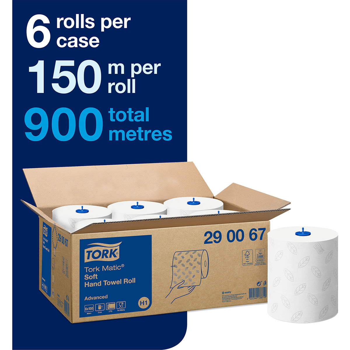 Tork Matic Advanced H1 Soft White Roll 150m (Case of 6) | Tork | Paper ...