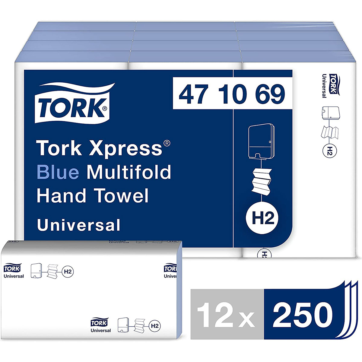 Tork Xpress Universal H2 Blue Z-Fold Paper Towel Pack (Case of 12 ...