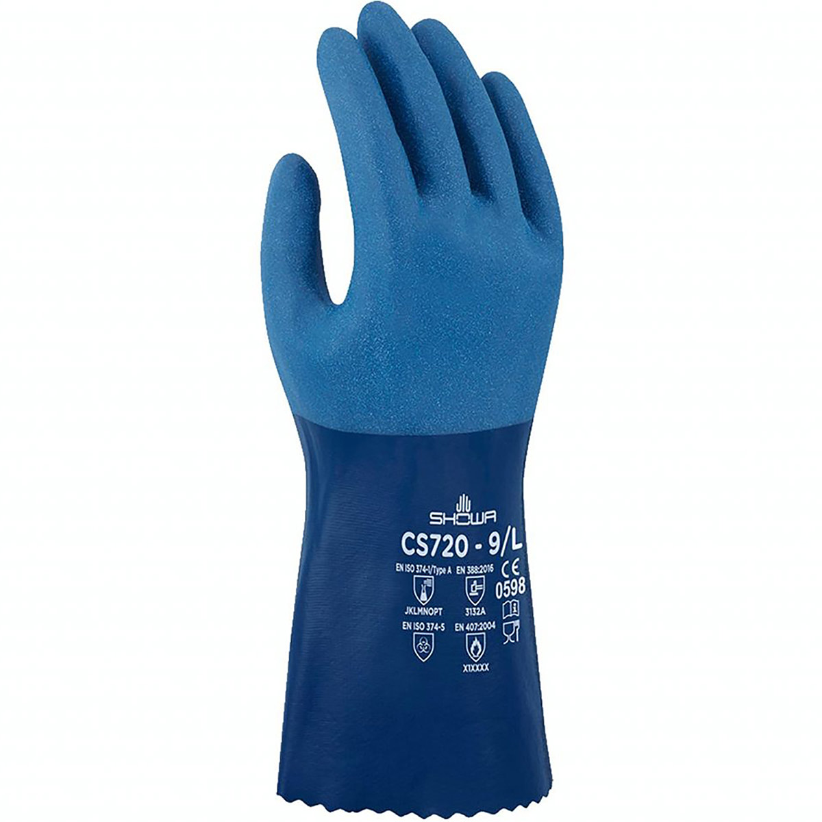 SHOWA CS720 Blue Nitrile Chemical-Resistant Gloves | SHOWA | Gauntlets | Arco