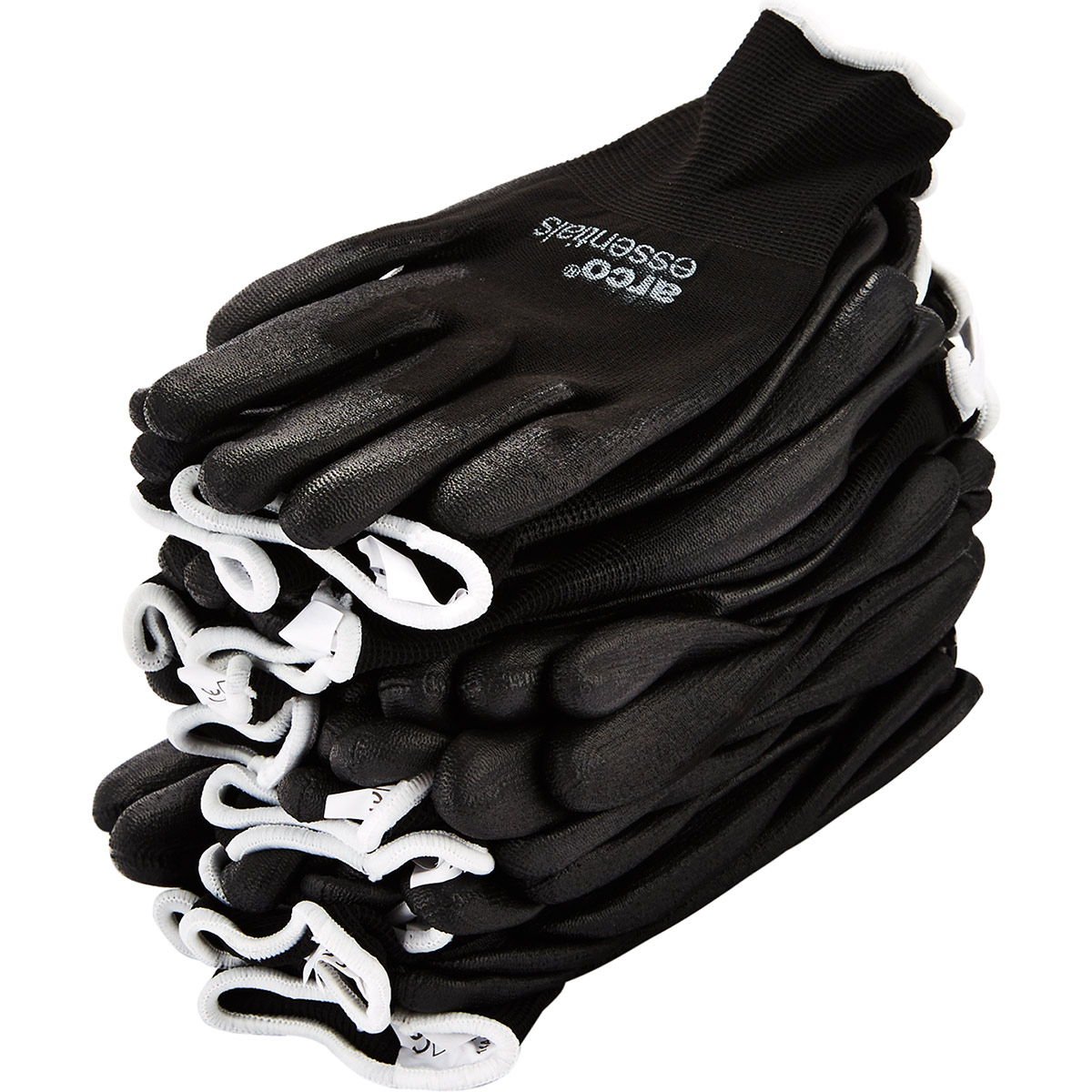 Arco Essentials Black PU-Coated Nylon Work Gloves (Pack of 12 Pairs ...