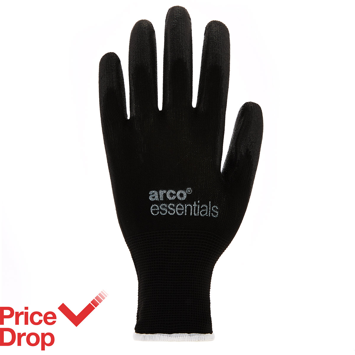 Arco Essentials Black PU-Coated Nylon Work Gloves (Pack of 12 Pairs ...