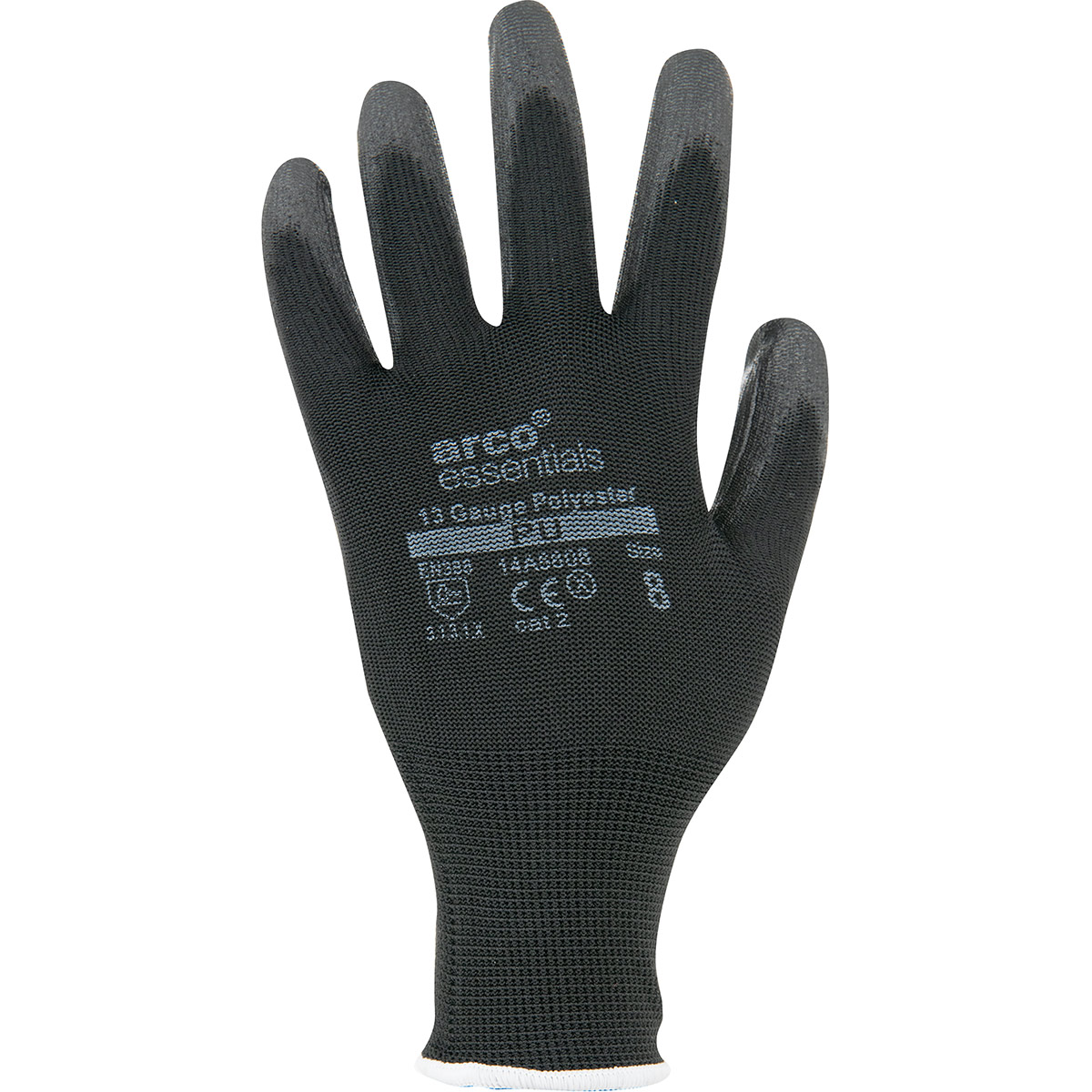 Arco Essentials Black PU-Coated Polyester Work Gloves (Pack of 12 ...