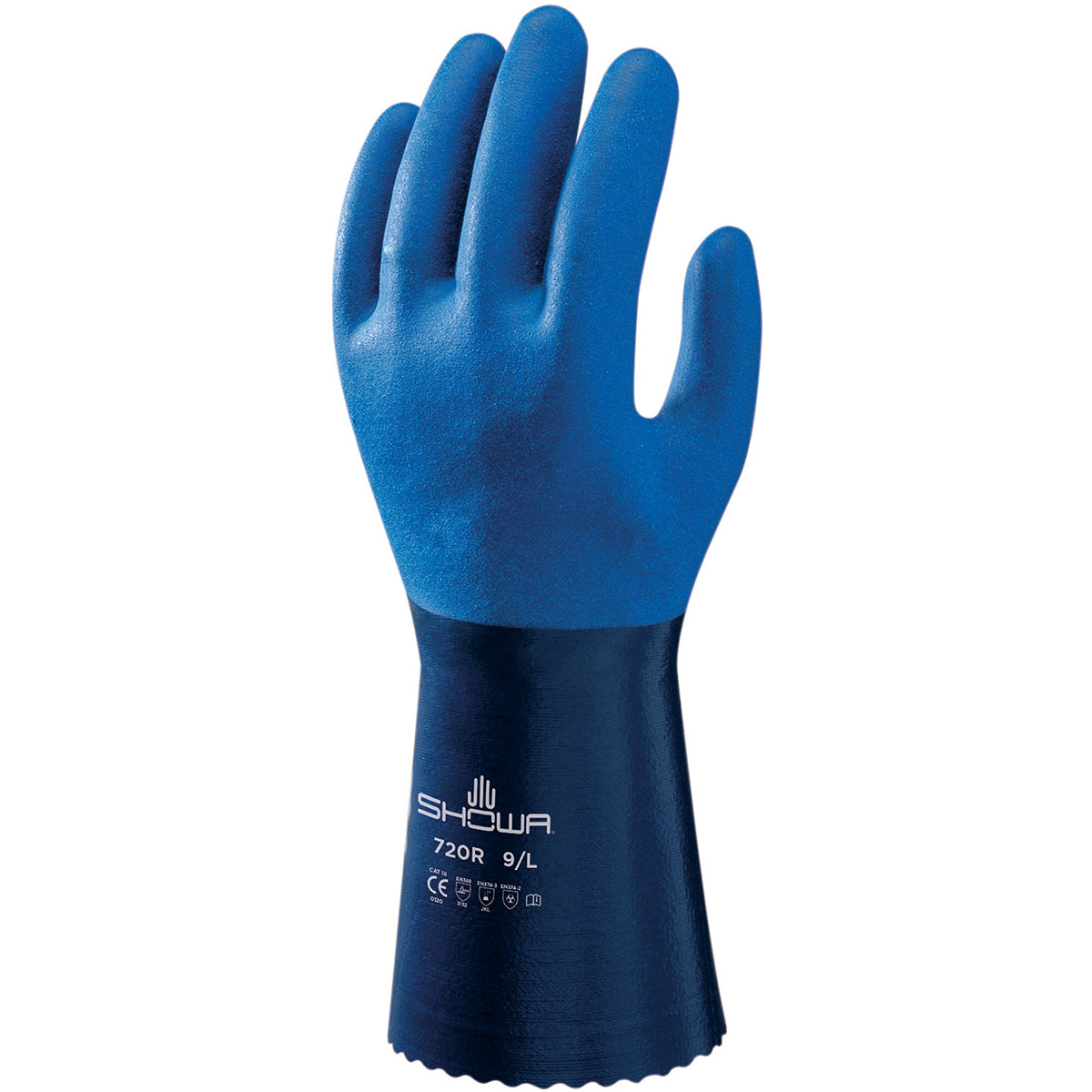 SHOWA 720R Blue Nitrile-Coated Chemical-Resistant Gloves | SHOWA ...