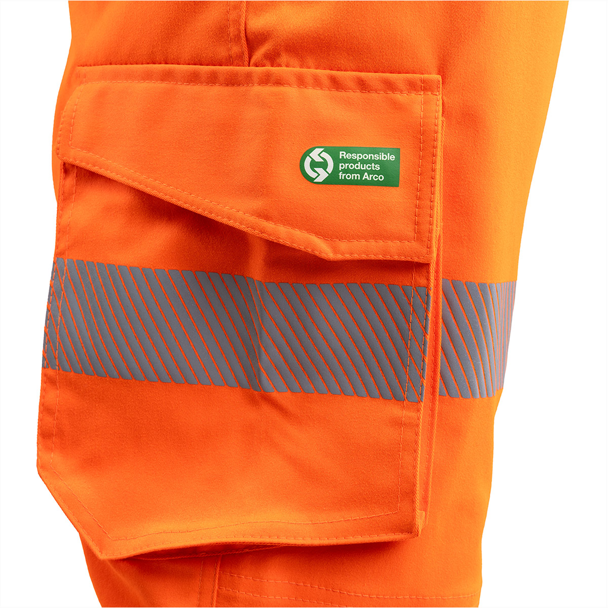 Arco Responsible Men’s Orange Hi-Vis Cargo Trousers with Kneepad ...