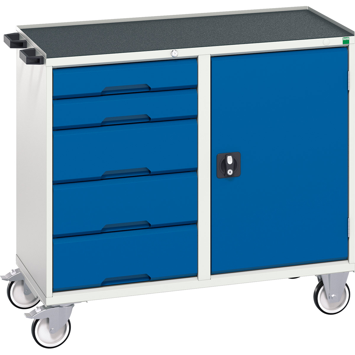 Bott Verso Five-Drawer/One-Cupboard Maintenance Trolley with Tray Top ...
