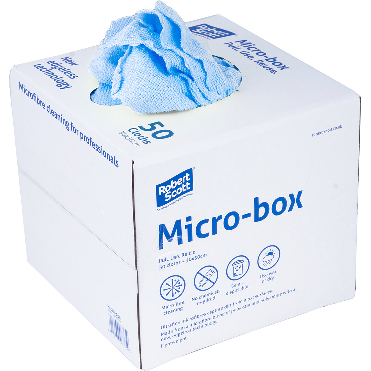 Robert Scott Micro-Box Blue Microfibre Cleaning Cloths (Box of 50 ...