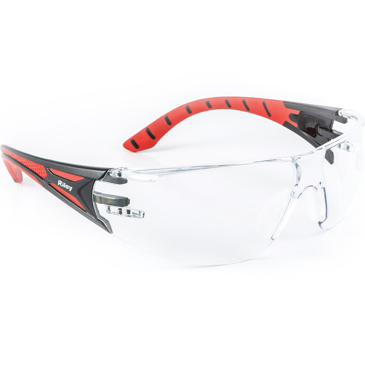 Riley STREAM Red Clear-Lens Safety Glasses | Riley | Eye Protection | Arco
