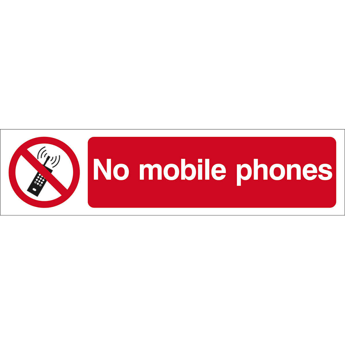 Self-Adhesive PVC "No Mobile Phones" Sign 200mm x 50mm | Spectrum ...