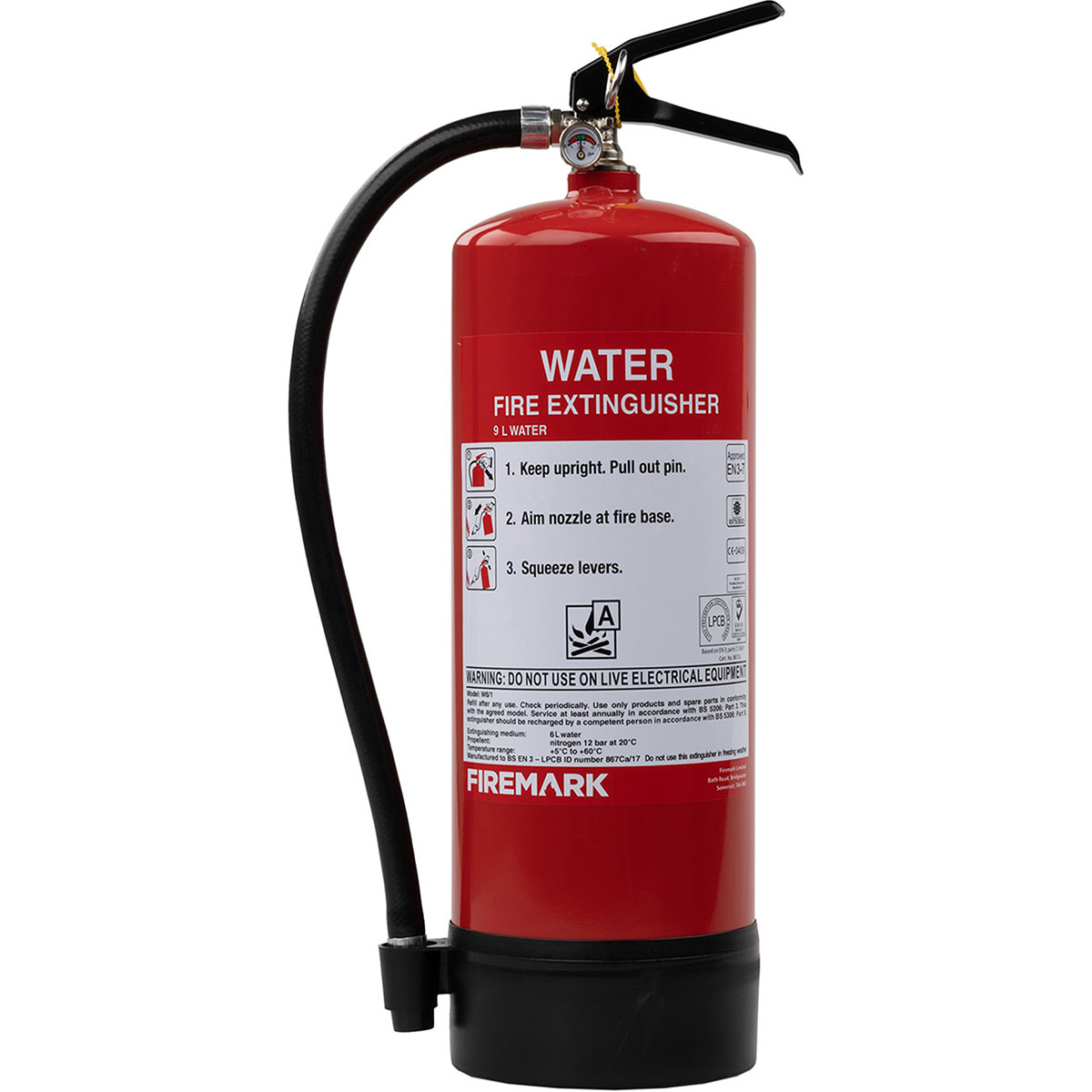 Firemark Water Fire Extinguisher 9L | Firemark | Fire Extinguishers | Arco