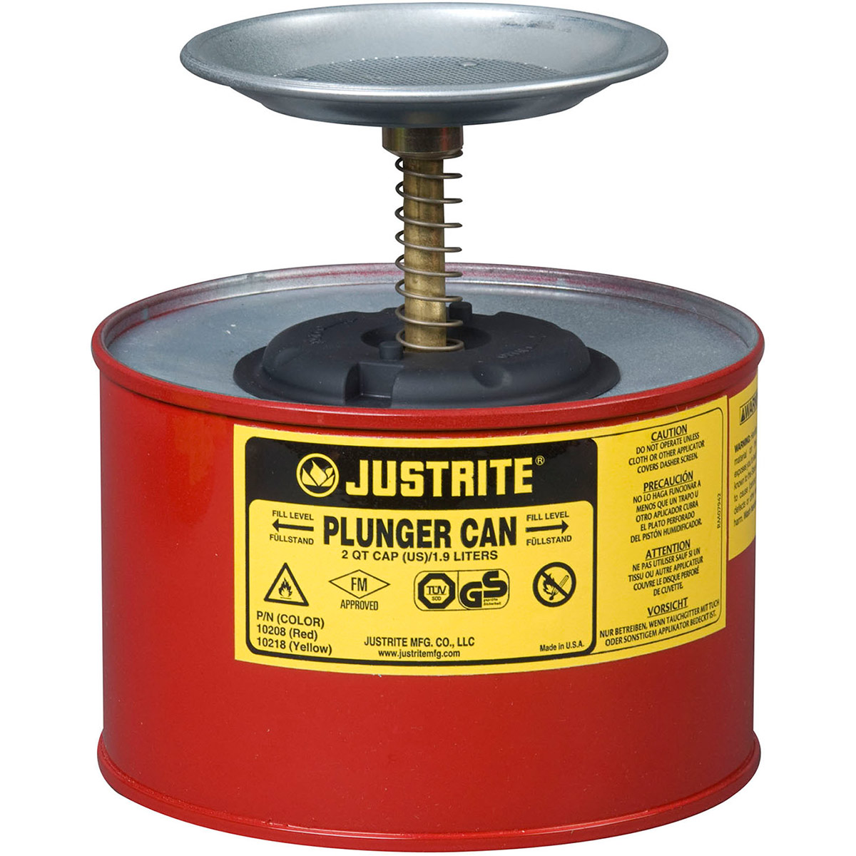 Justrite 2L 127mm-Dasher Plunger Can | Justrite | Plunger Cans | Arco