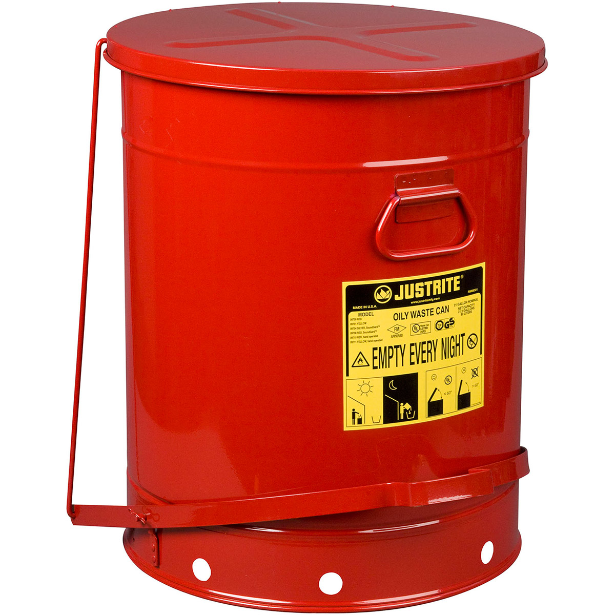 Justrite 80L Oily Waste Can | Justrite | Oily Waste Cans | Arco