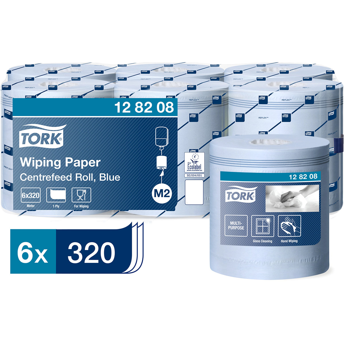 Tork M2 Centrefeed Wiping Paper Blue Roll 320m (Case of 6) | Tork ...