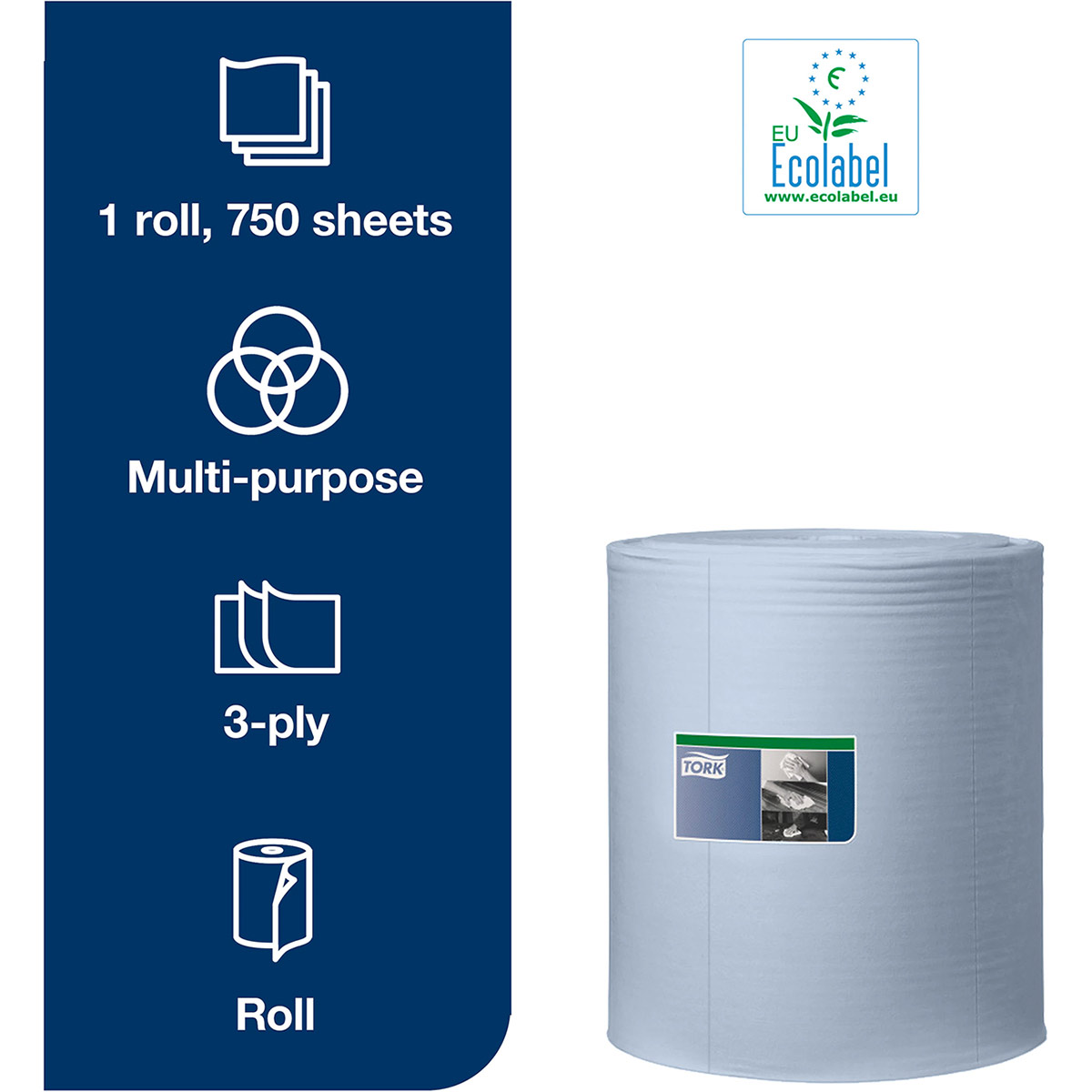 Tork W1 Industrial Heavy-Duty Wiping Paper Blue Roll | Tork | Paper ...