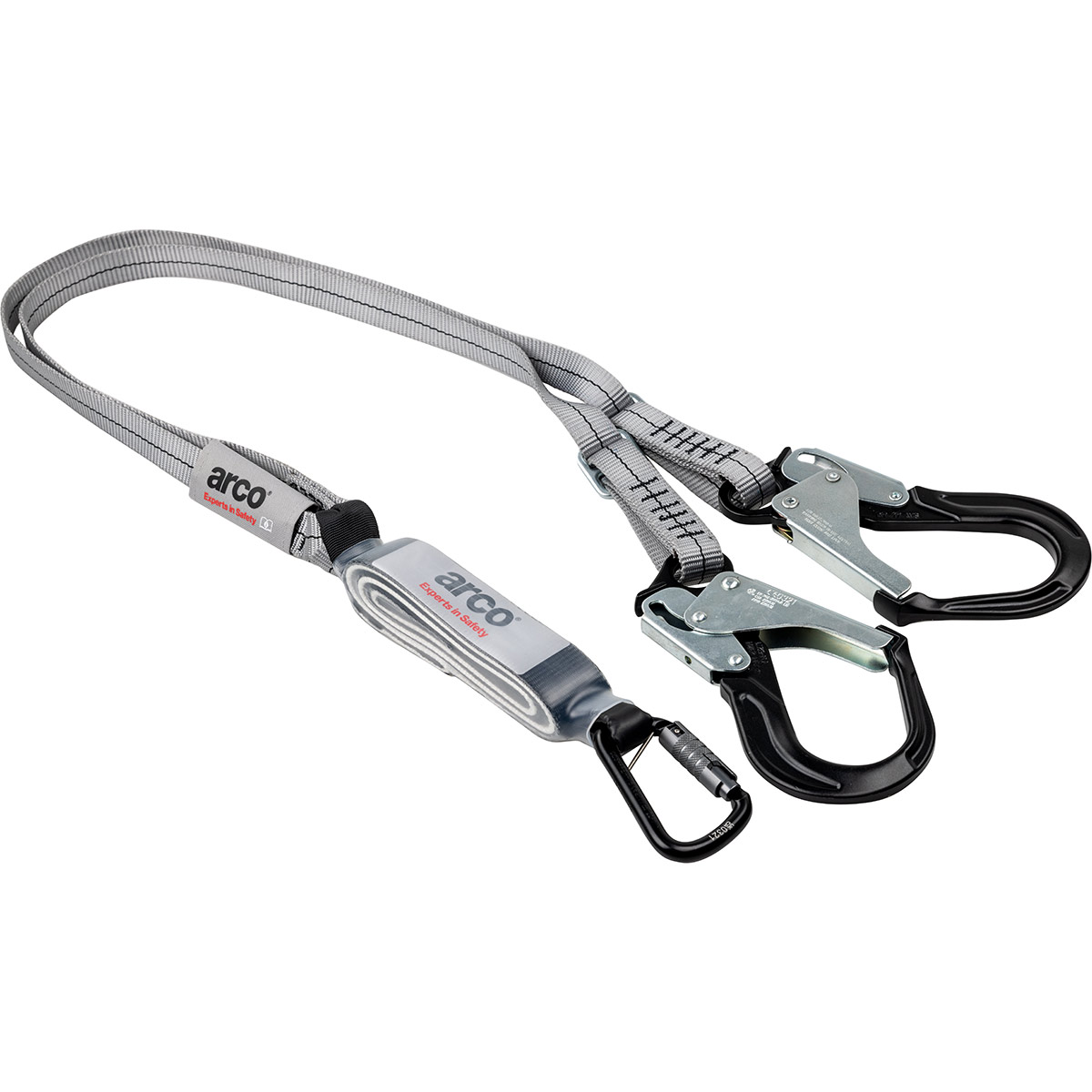 Arco 1.8m Adjustable Twin Energy-Absorbing Fall Arrest Lanyard | Arco ...
