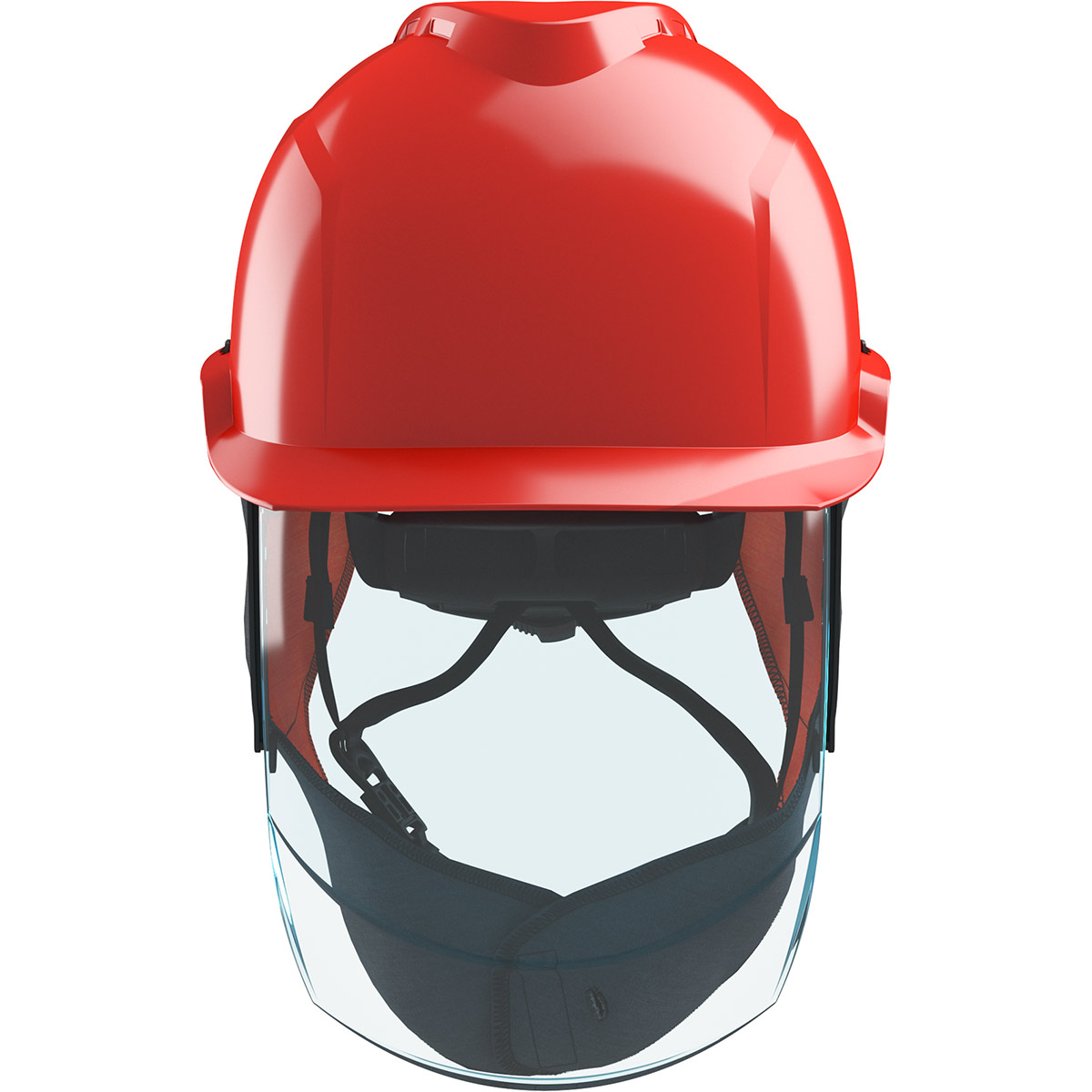 MSA V-Gard 950 Red Safety Helmet with Class-2 Arc-Flash Face Shield ...