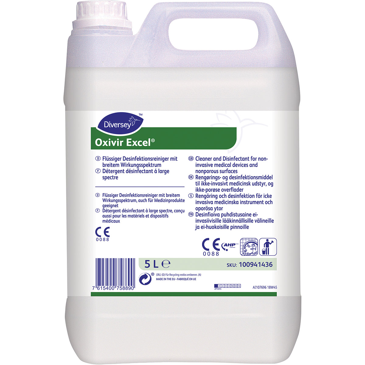 Diversey Oxivir Excel Concentrated Disinfectant 5L | Oxivir | Bleaches ...