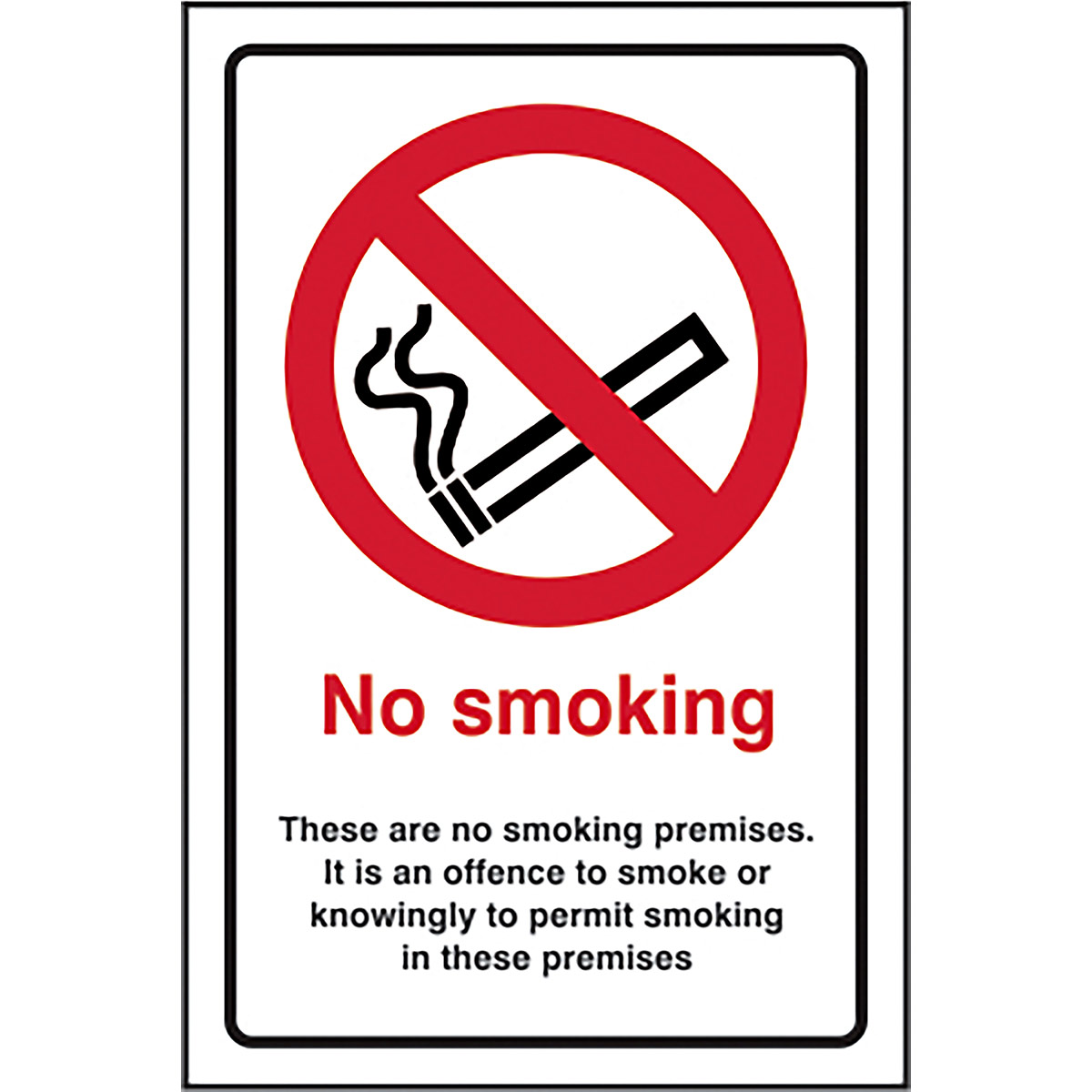 Self-Adhesive PVC "No Smoking Premises" Sign 200mm x 300mm | Not ...