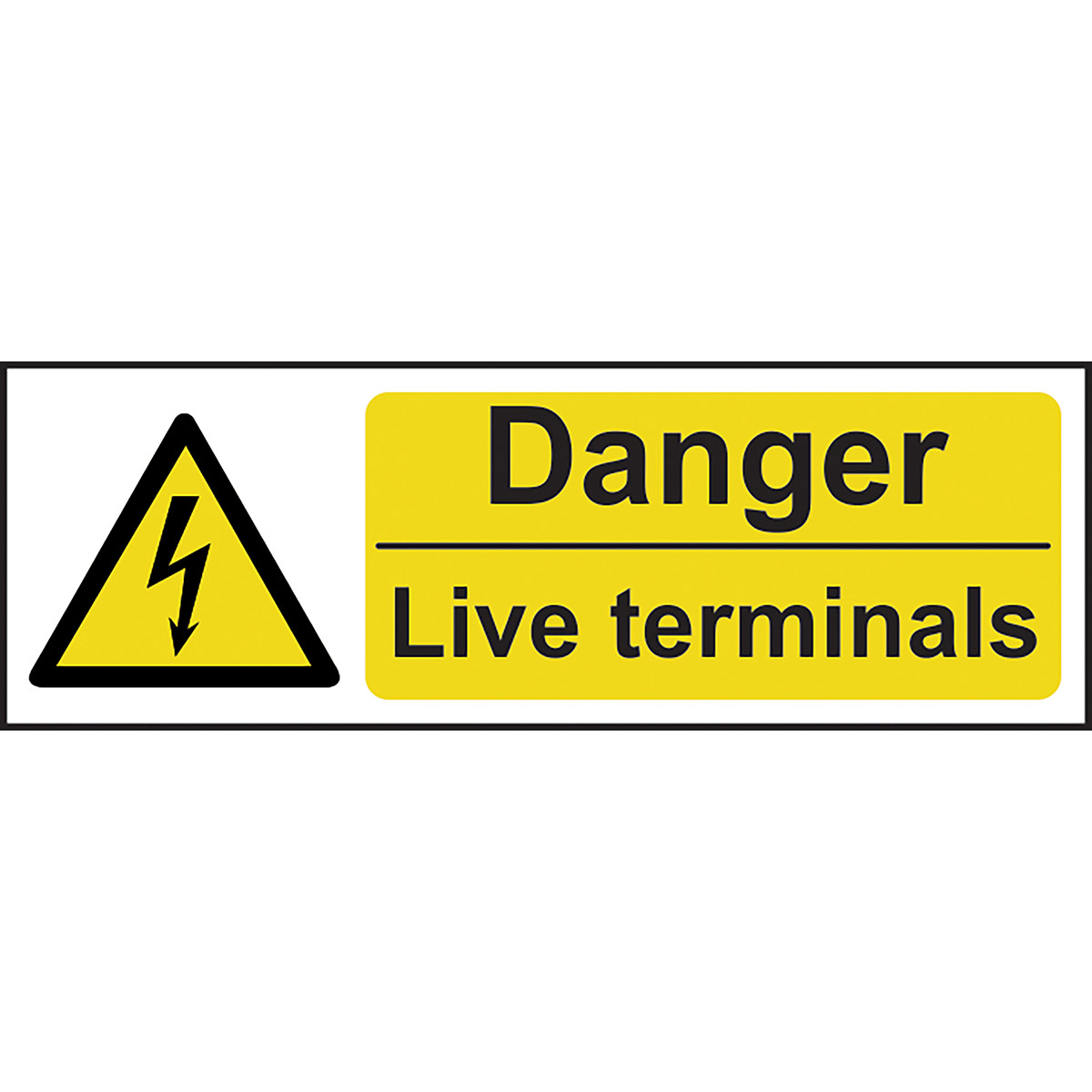 PVC "Danger Live Terminals" Sign 300mm x 100mm | Spectrum Industrial ...