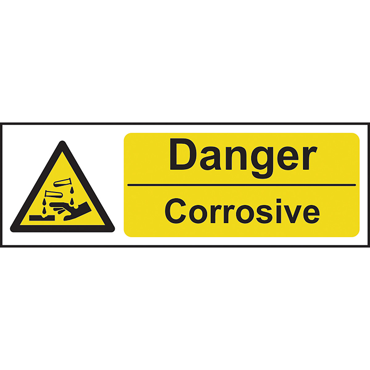 Self-Adhesive Vinyl "Danger Corrosive" Sign 600mm x 200mm | Spectrum ...