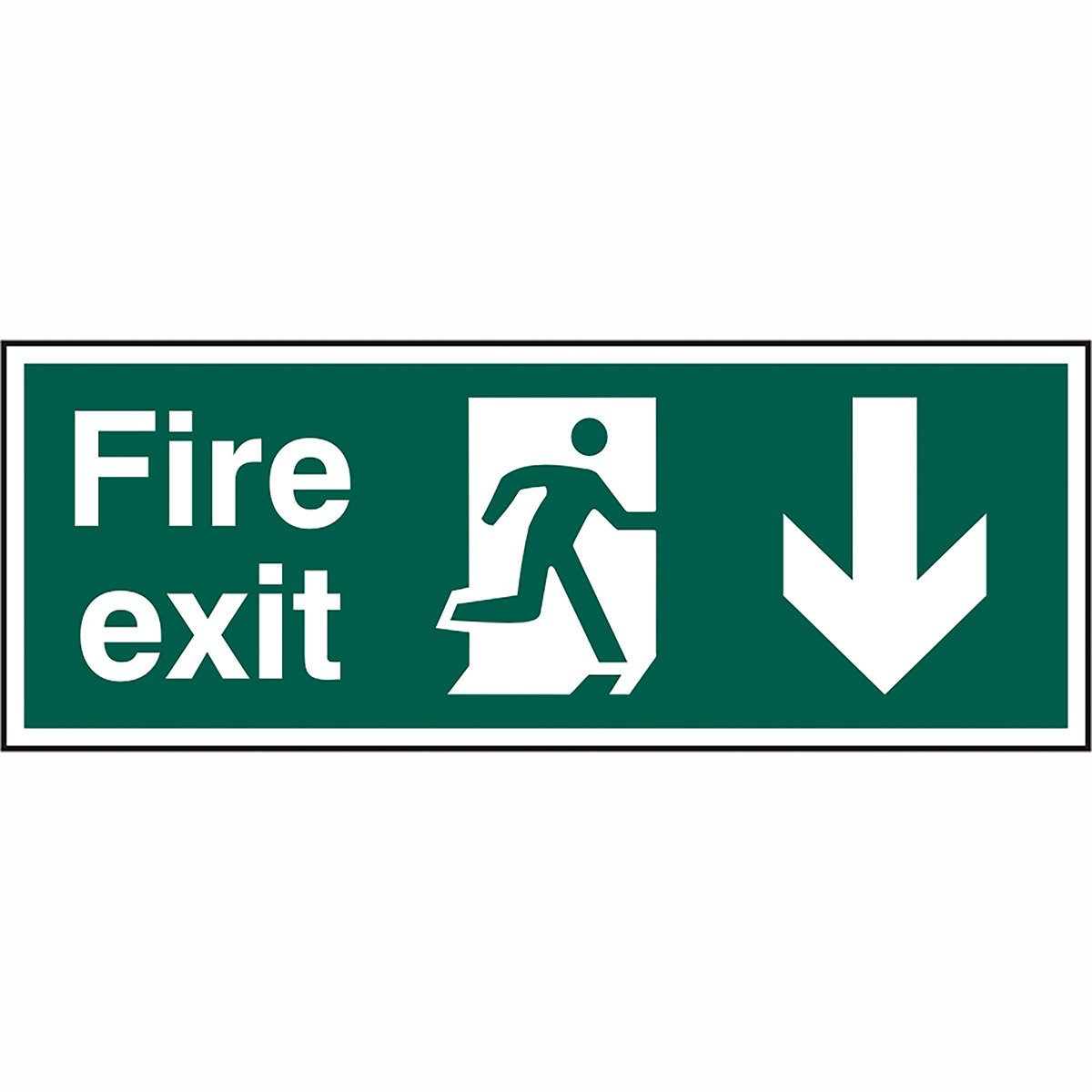PVC "Fire Exit" Down Arrow/Man Sign 600mm x 200mm | Spectrum Industrial ...