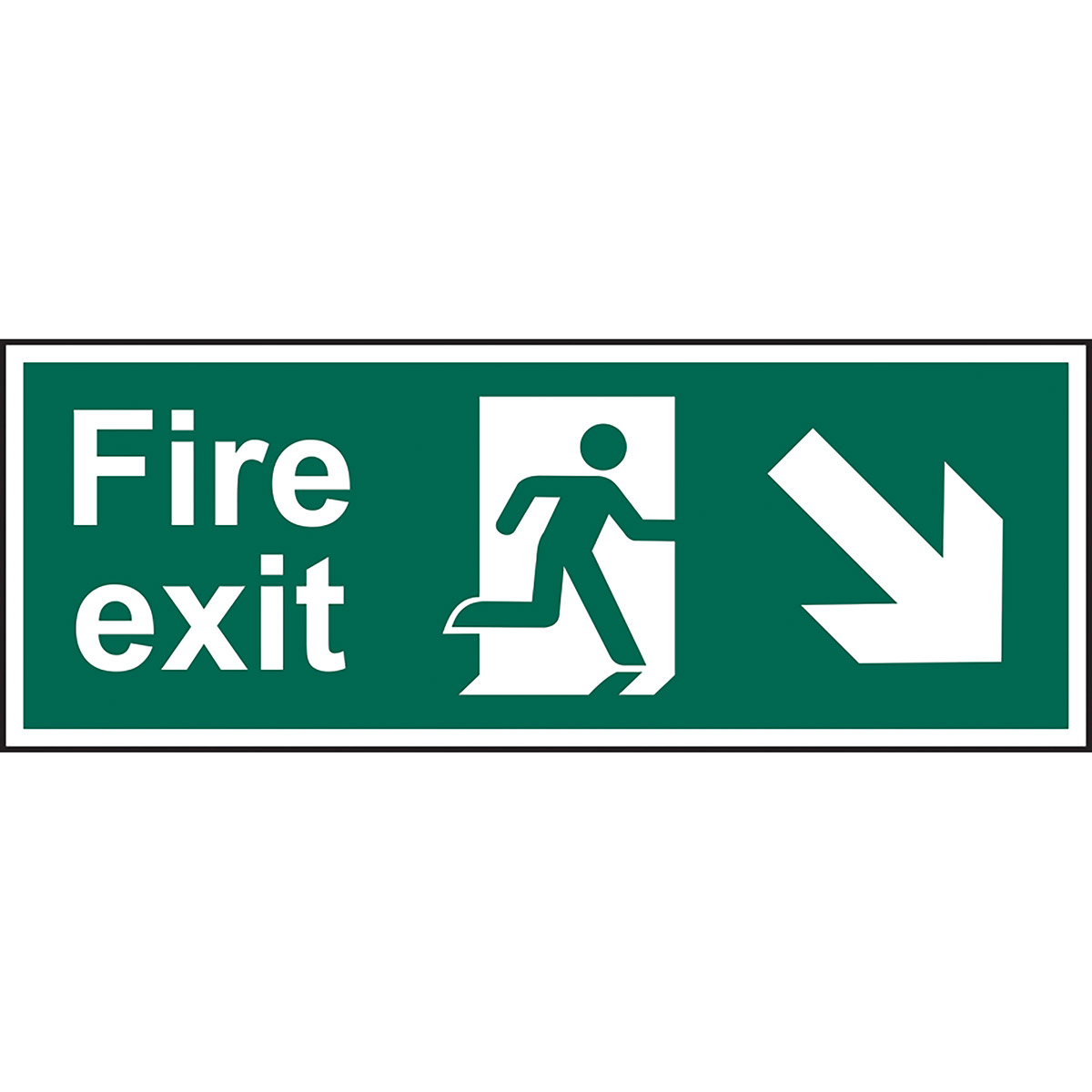 Self-Adhesive Vinyl "Fire Exit" Down/Right Arrow Sign 600mm x 200mm ...