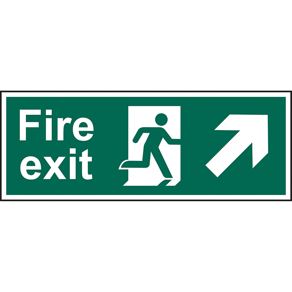 Self-Adhesive Vinyl "Fire Exit" Up/Right Arrow Sign 600mm x 200mm ...