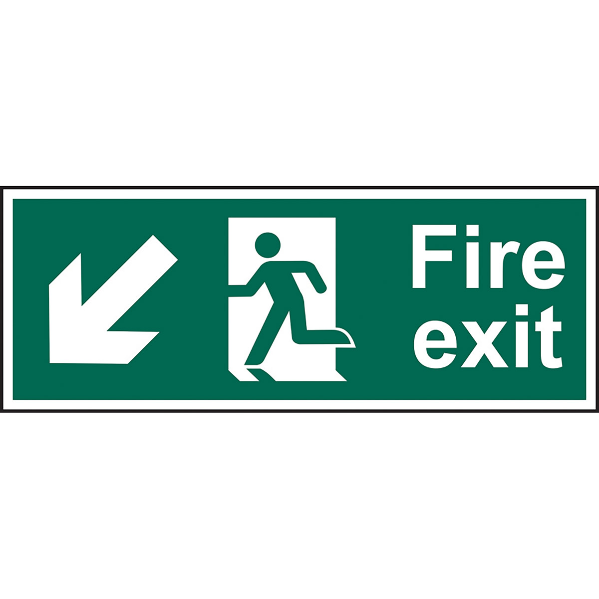 Self-Adhesive Vinyl "Fire Exit" Down/Left Arrow/Man Sign 400mm x 150mm ...