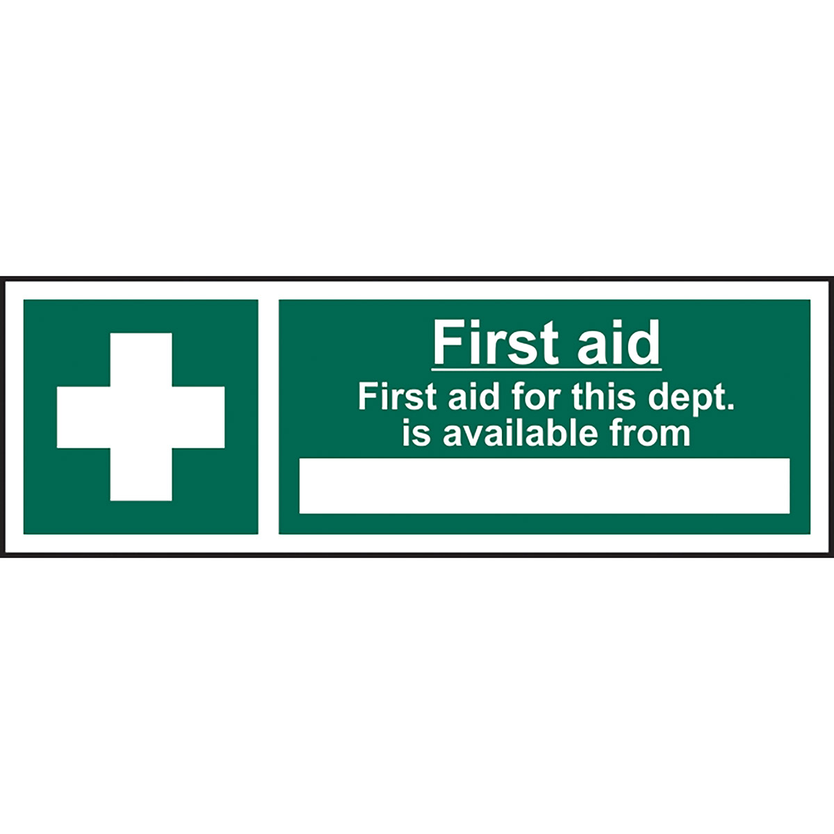 PVC "First Aid For This Department…" Sign 300mm x 100mm | Spectrum ...