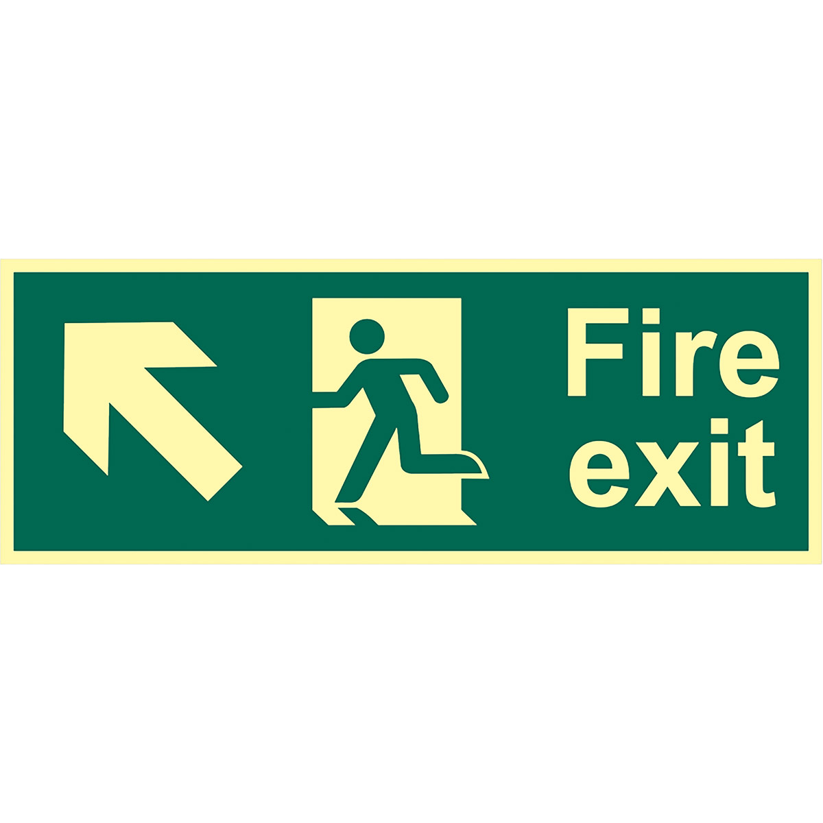 Self-Adhesive PVC Photoluminescent Fire Exit Up/Left Sign 400mm x 150mm ...