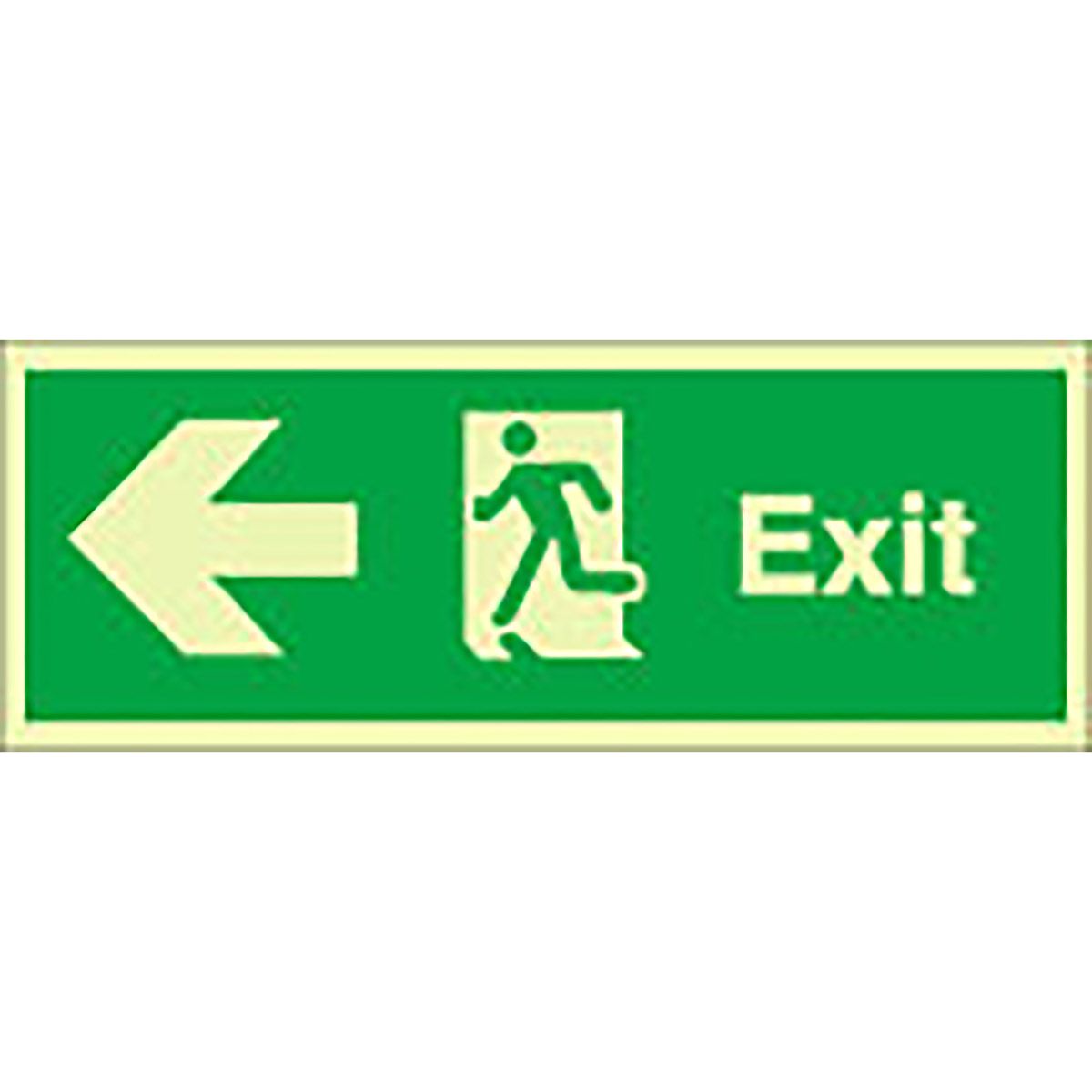 PVC Photoluminescent "Exit" Left Arrow/Running Man Sign 400mm x 150mm ...