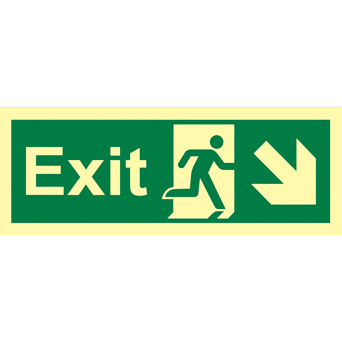 Self-Adhesive PVC Photoluminescent "Exit" Down/Right Sign 400mm x 150mm ...