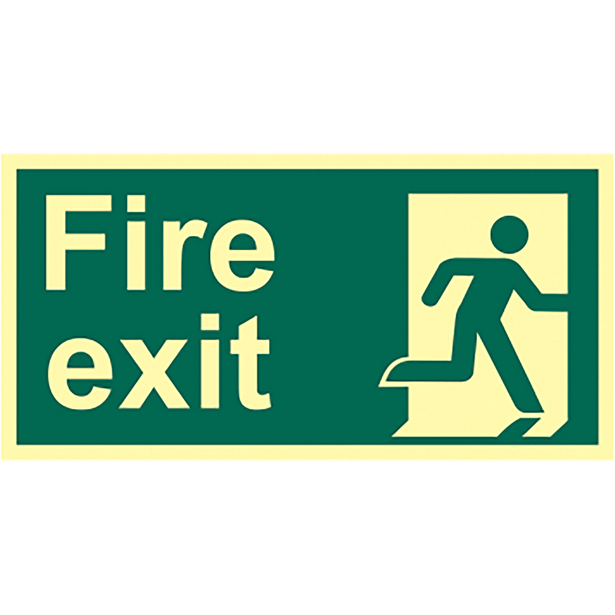 Self-Adhesive PVC Photoluminescent "Fire Exit" Right Man Sign 300mm x ...