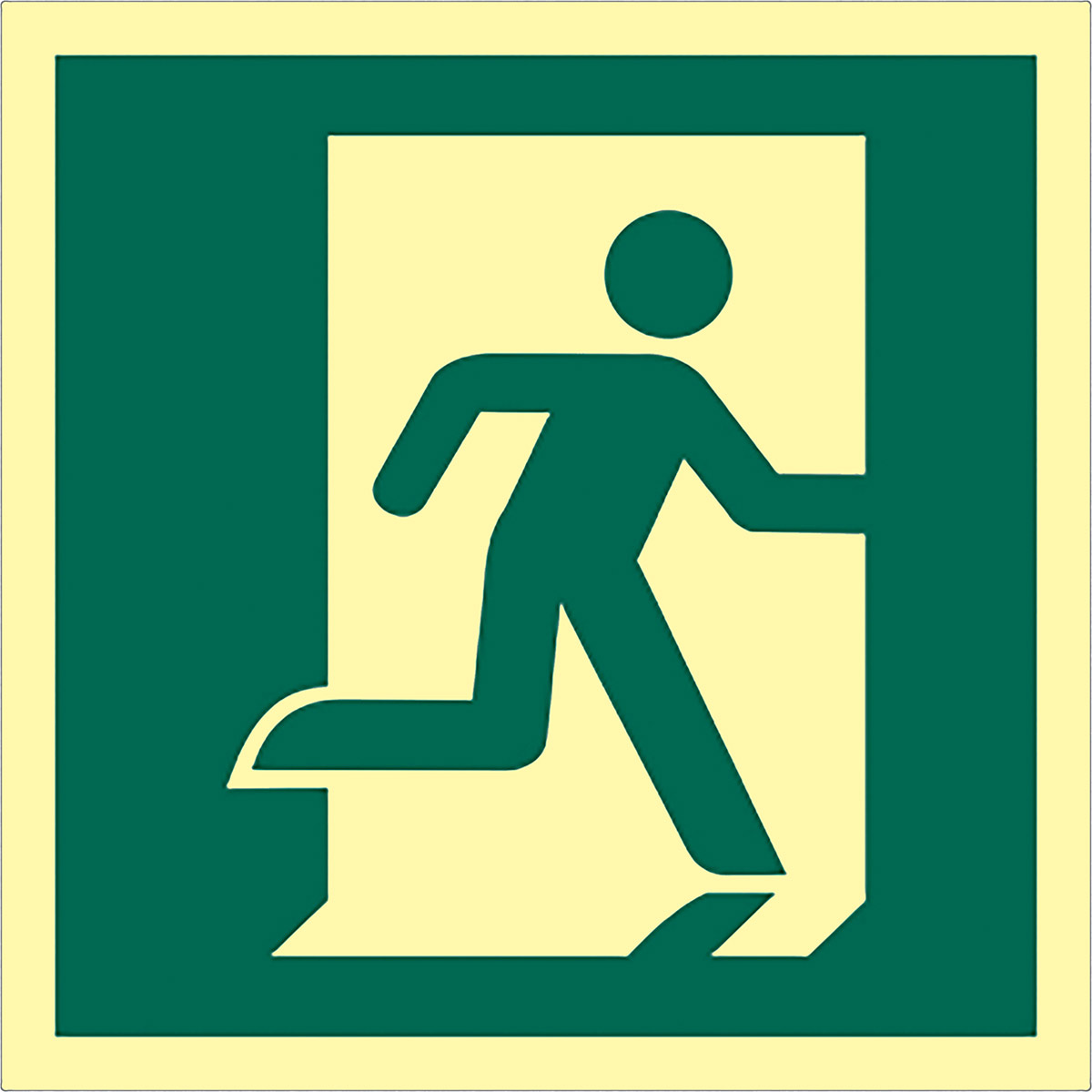 Self-Adhesive PVC Photoluminescent Right Running Man Sign 150mm x 150mm ...