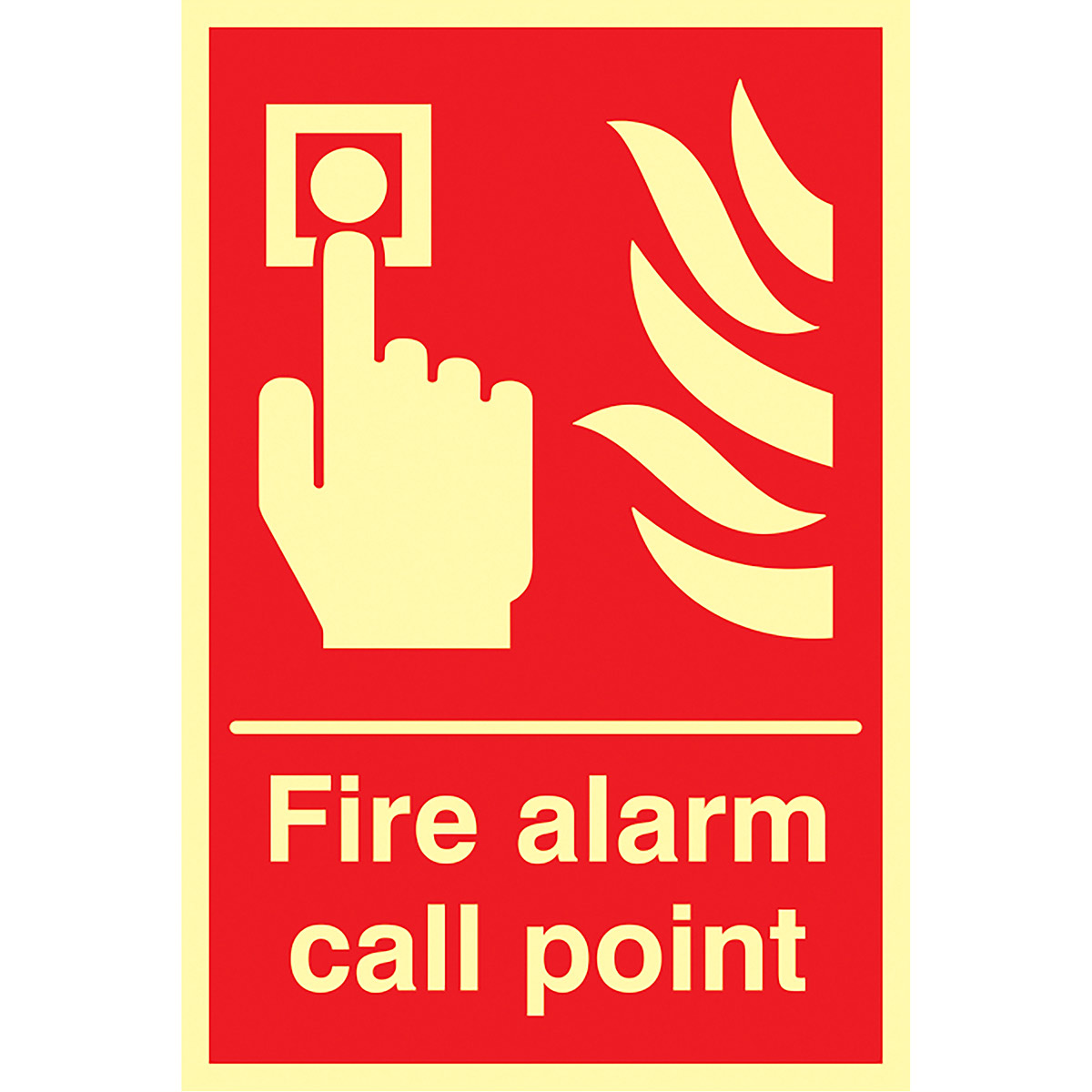 Self-Adhesive PVC Photoluminescent "Fire Alarm Call Point" Sign 200mm x ...