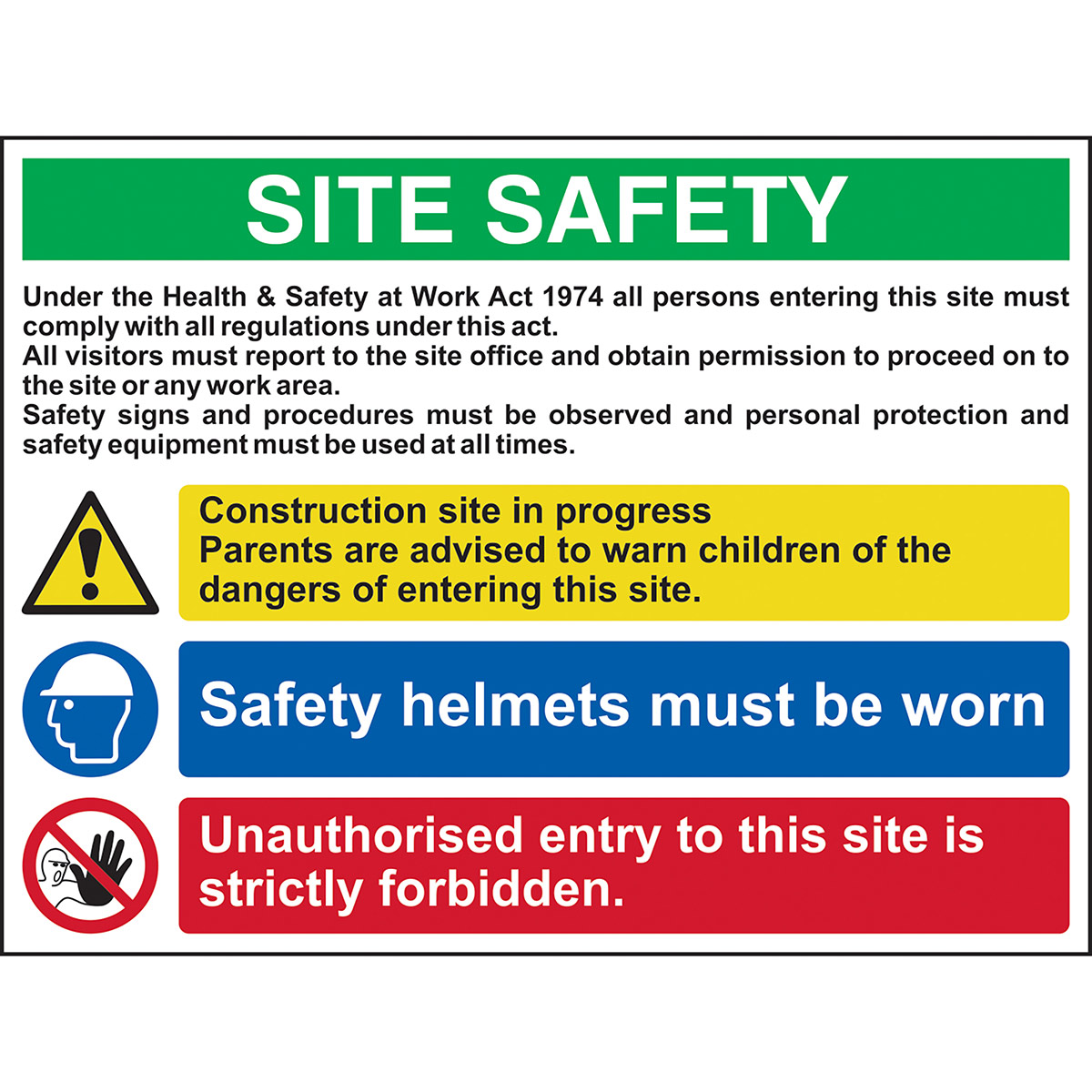 Foamex Site Safety Information Sign 800mm x 600mm | Spectrum Industrial ...