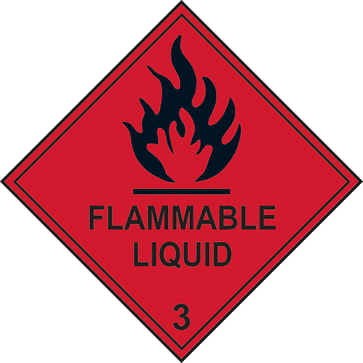 Polypropylene "Flammable Liquid 3" Dangerous Goods Label 100mm (Roll of ...
