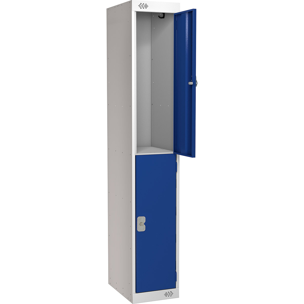 Link 51 Two-Tier Dark Blue Metal Locker 450mm x 450mm x 1800mm | Link ...