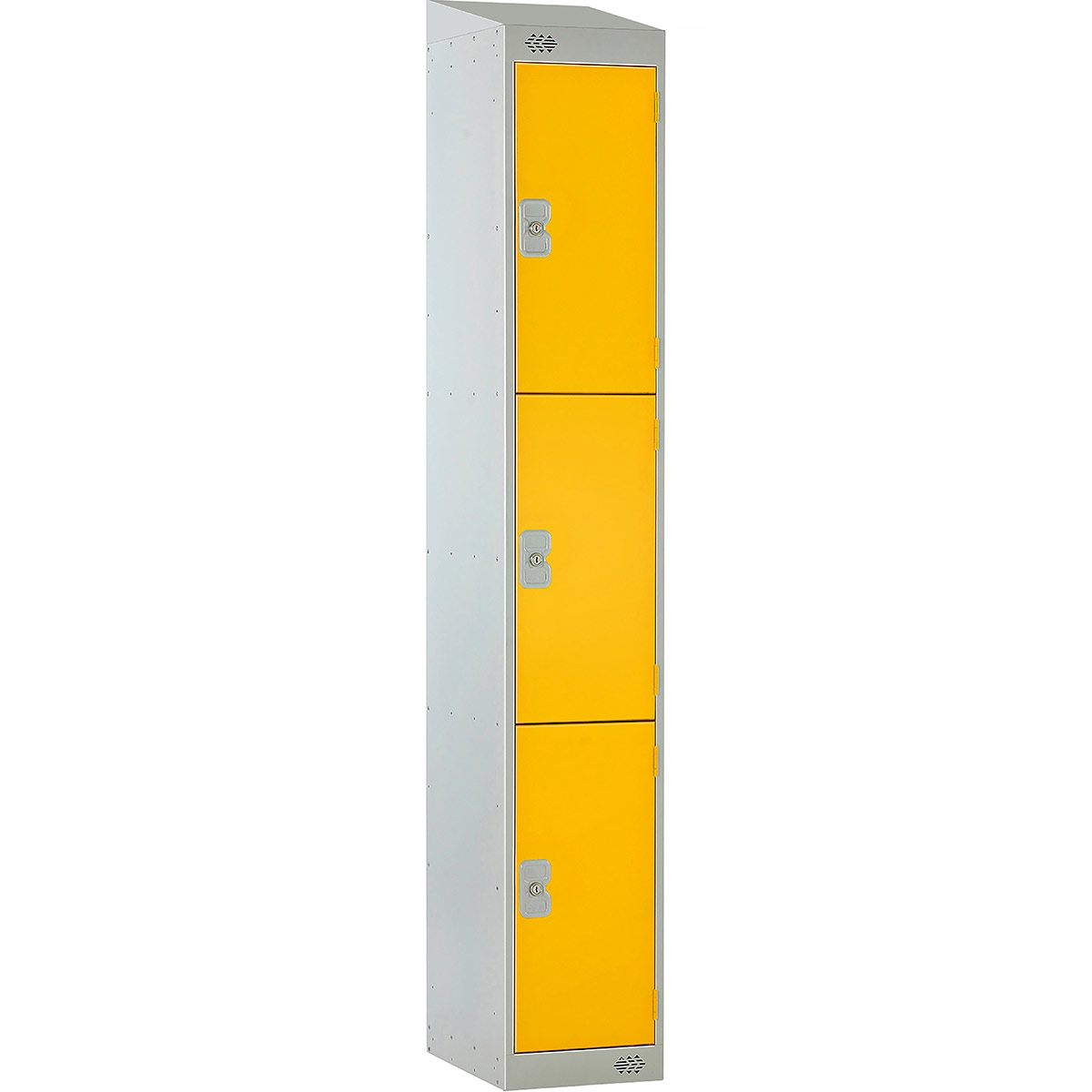Link 51 Three-Tier Yellow Metal Locker with Sloping Top 300mm x 450mm x ...