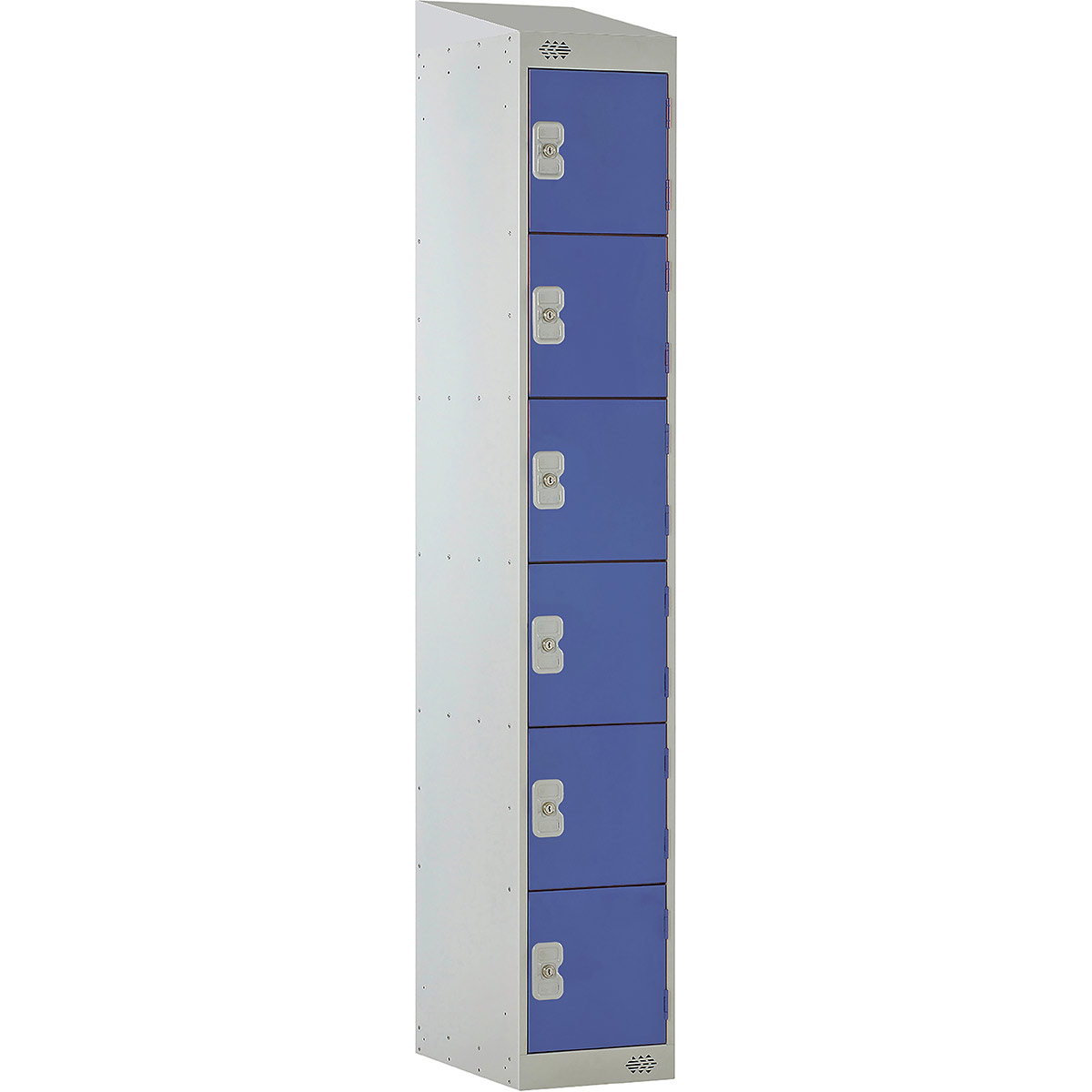 Link 51 Six-Tier Light Blue Metal Locker with Sloping Top 450mm x 450mm ...