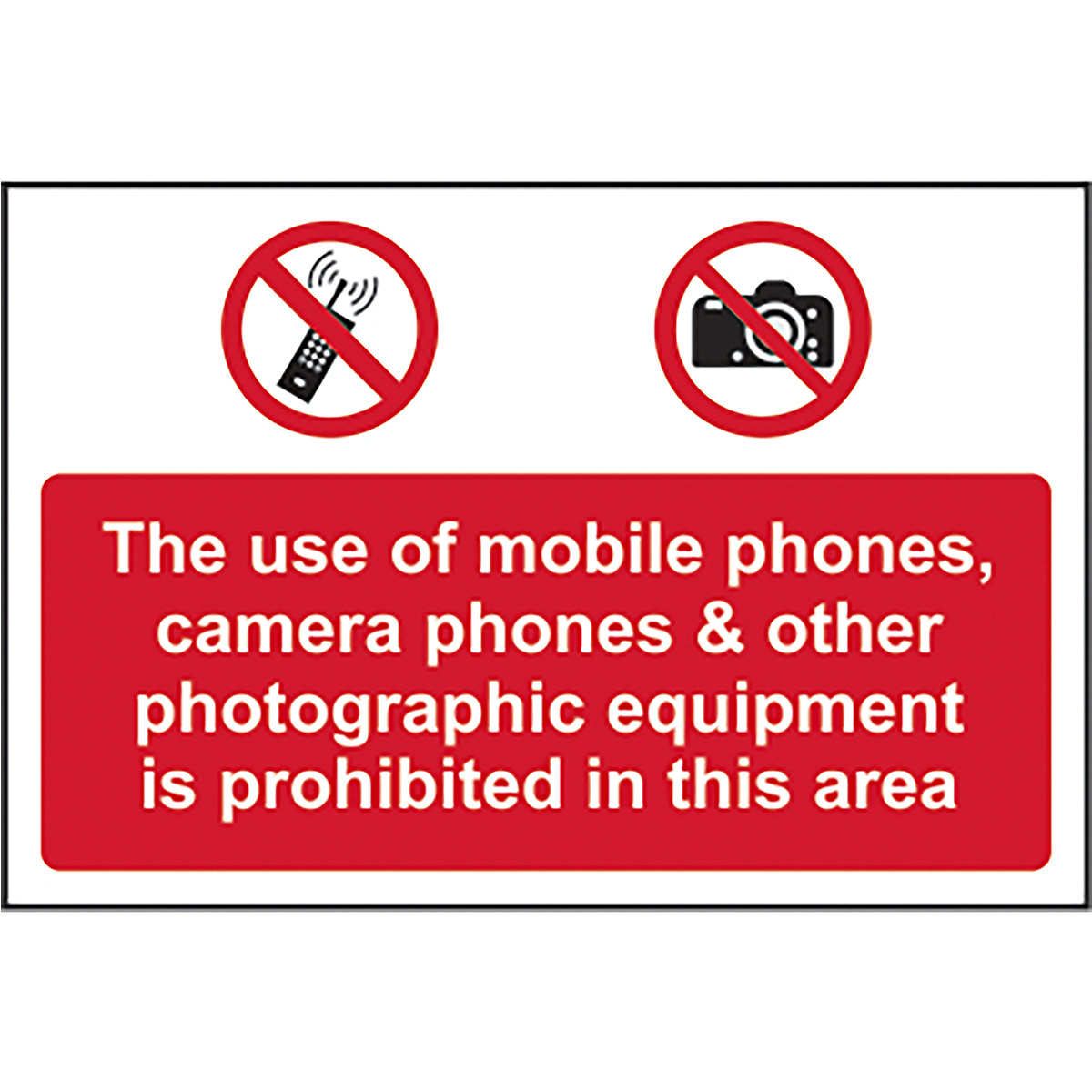 Self-Adhesive PVC Mobile Phones/Camera Phones Prohibited Sign 300mm x ...