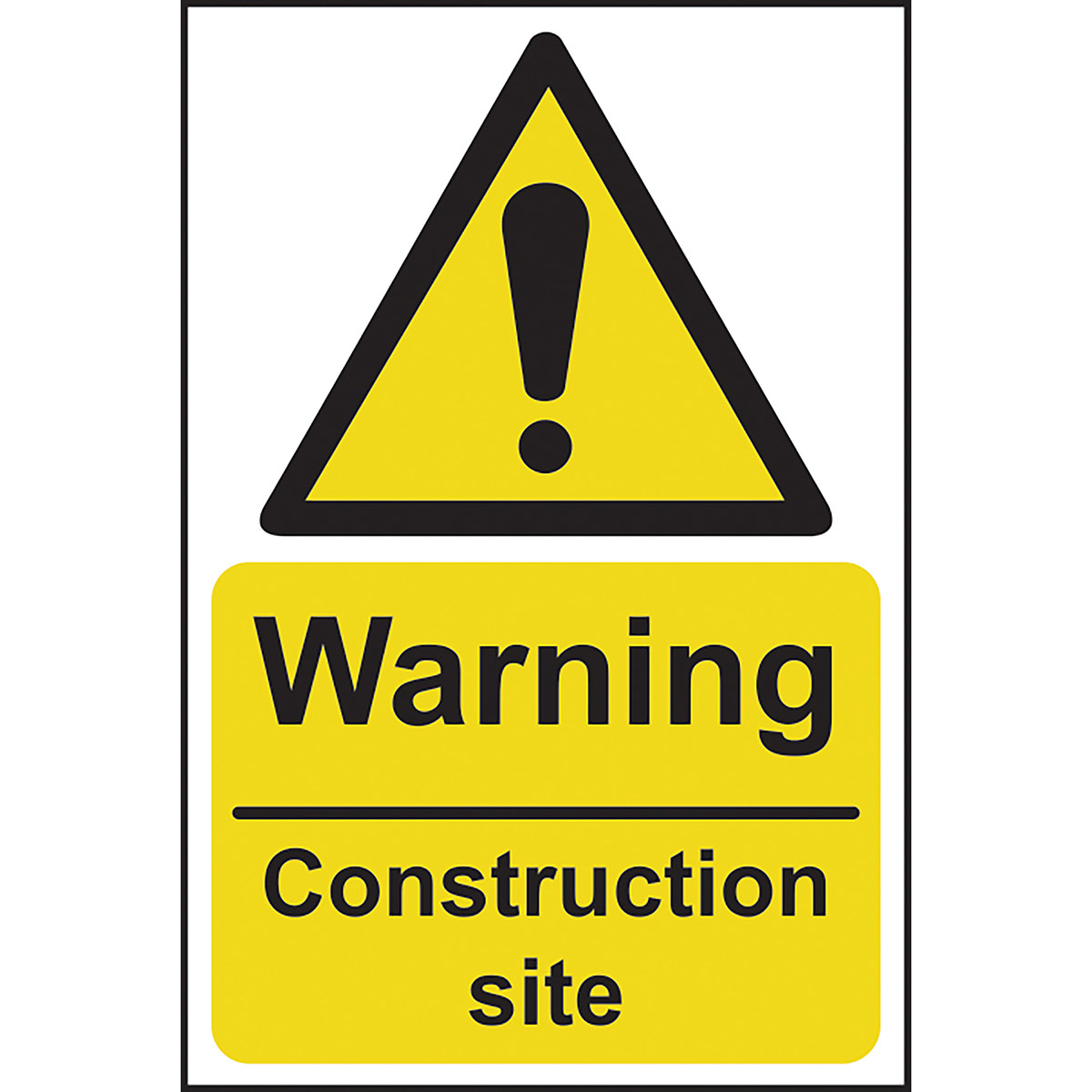 Self-Adhesive PVC "Warning Construction Site" Sign 200mm x 300mm ...
