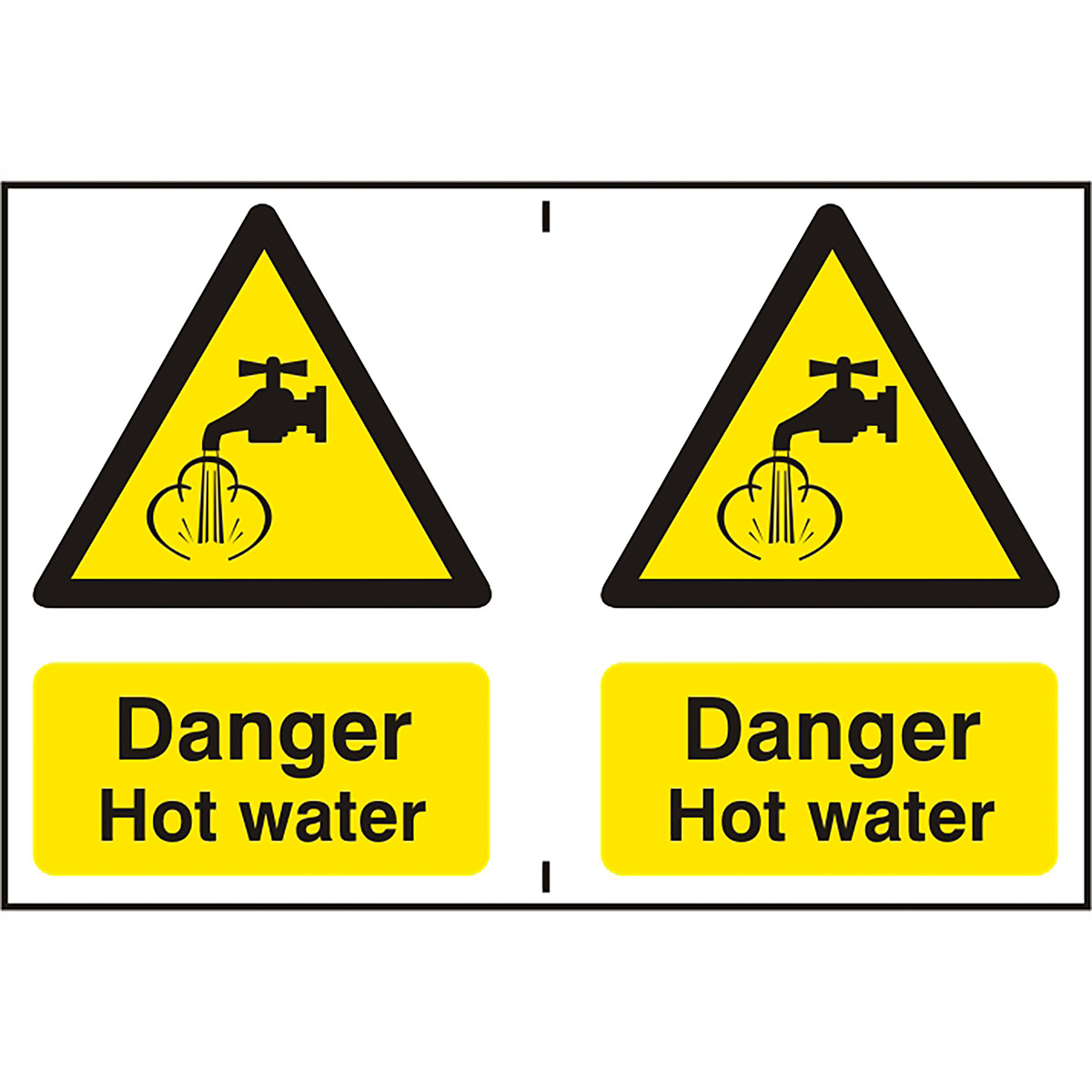 Self-Adhesive PVC "Danger Hot Water" Sign 150mm x 200mm (Pack of 2 ...