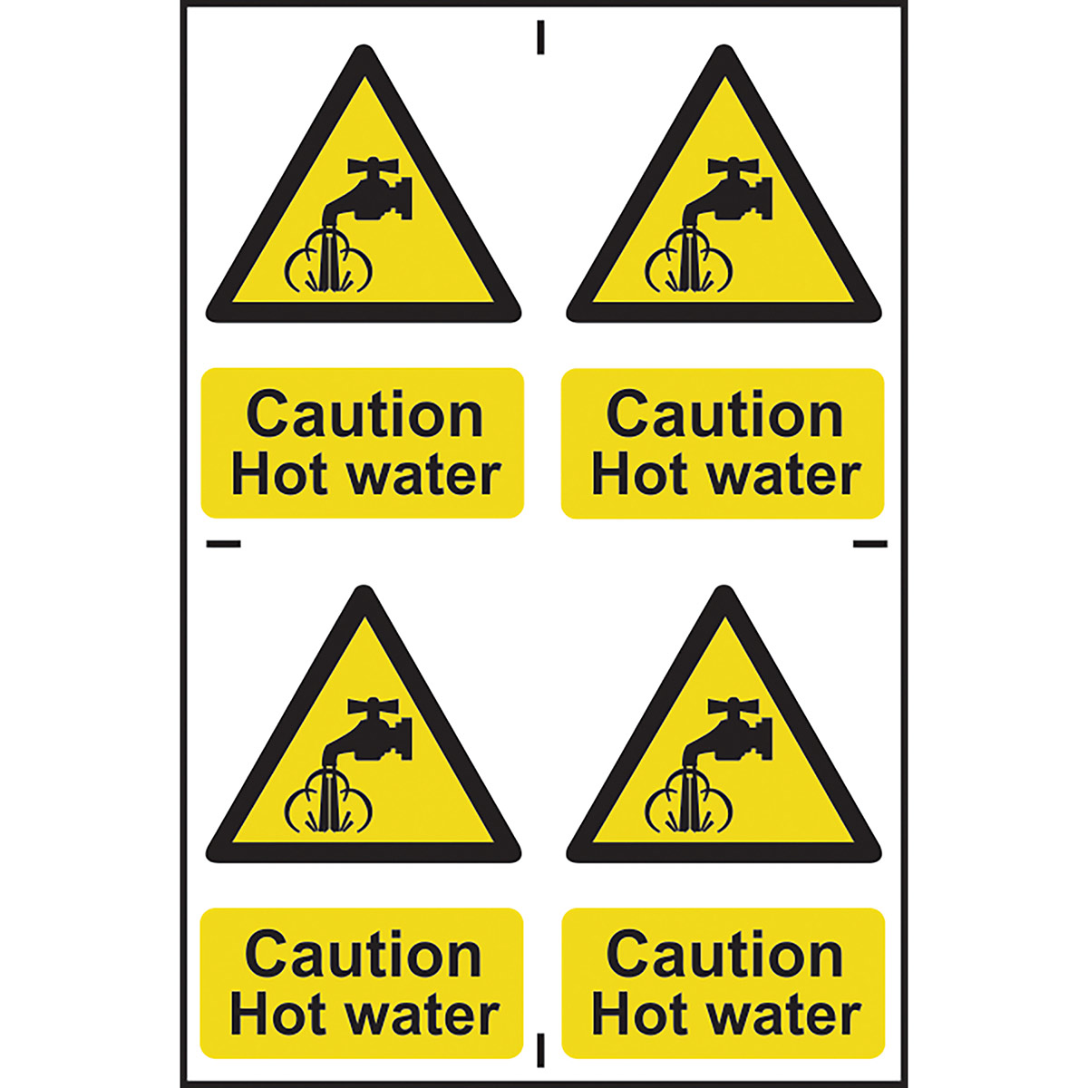 Self-Adhesive PVC "Caution Hot Water" Sign 100mm x 150mm (Pack of 4 ...