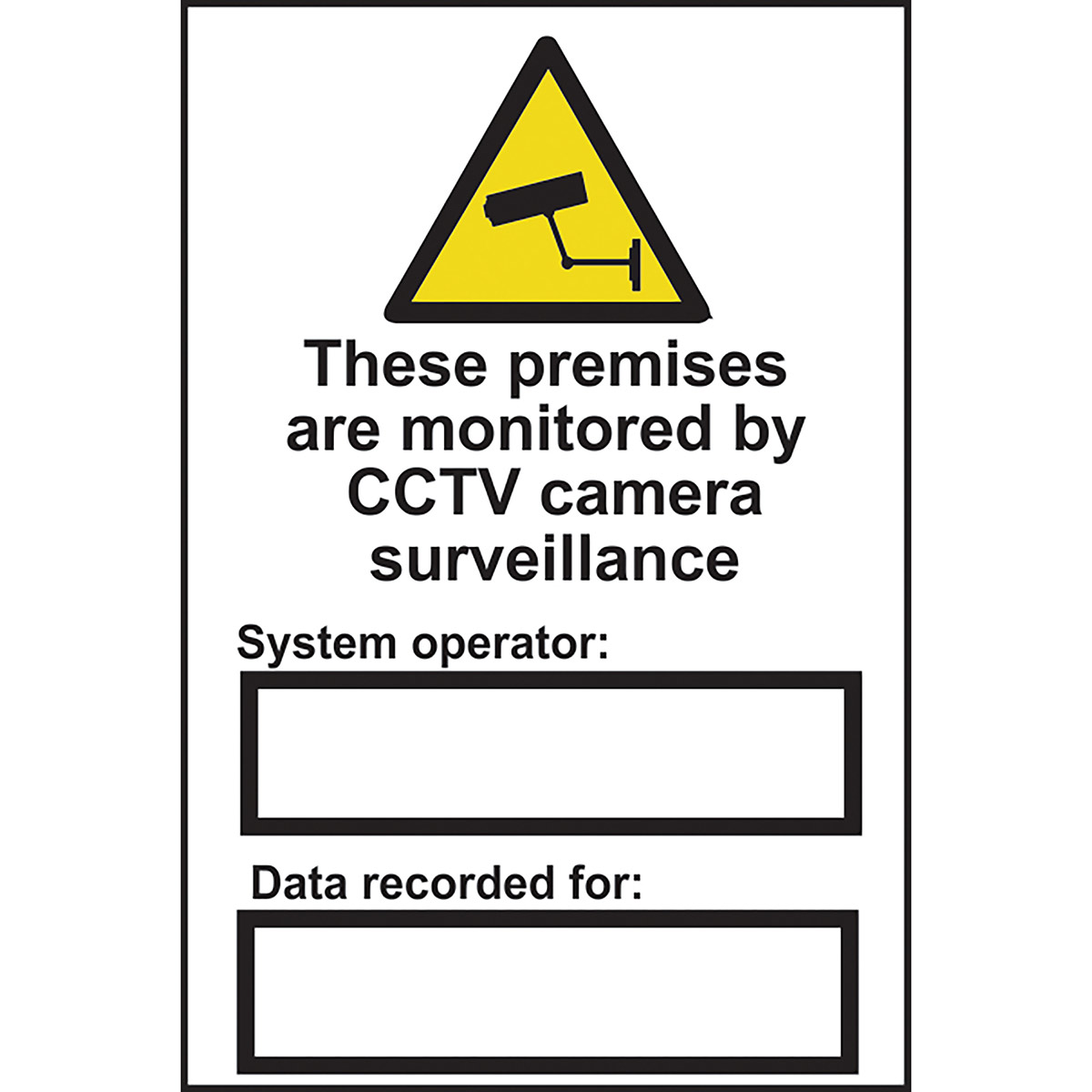 Self-Adhesive PVC "...CCTV System Operator/Date Recorded" Sign 200mm x ...