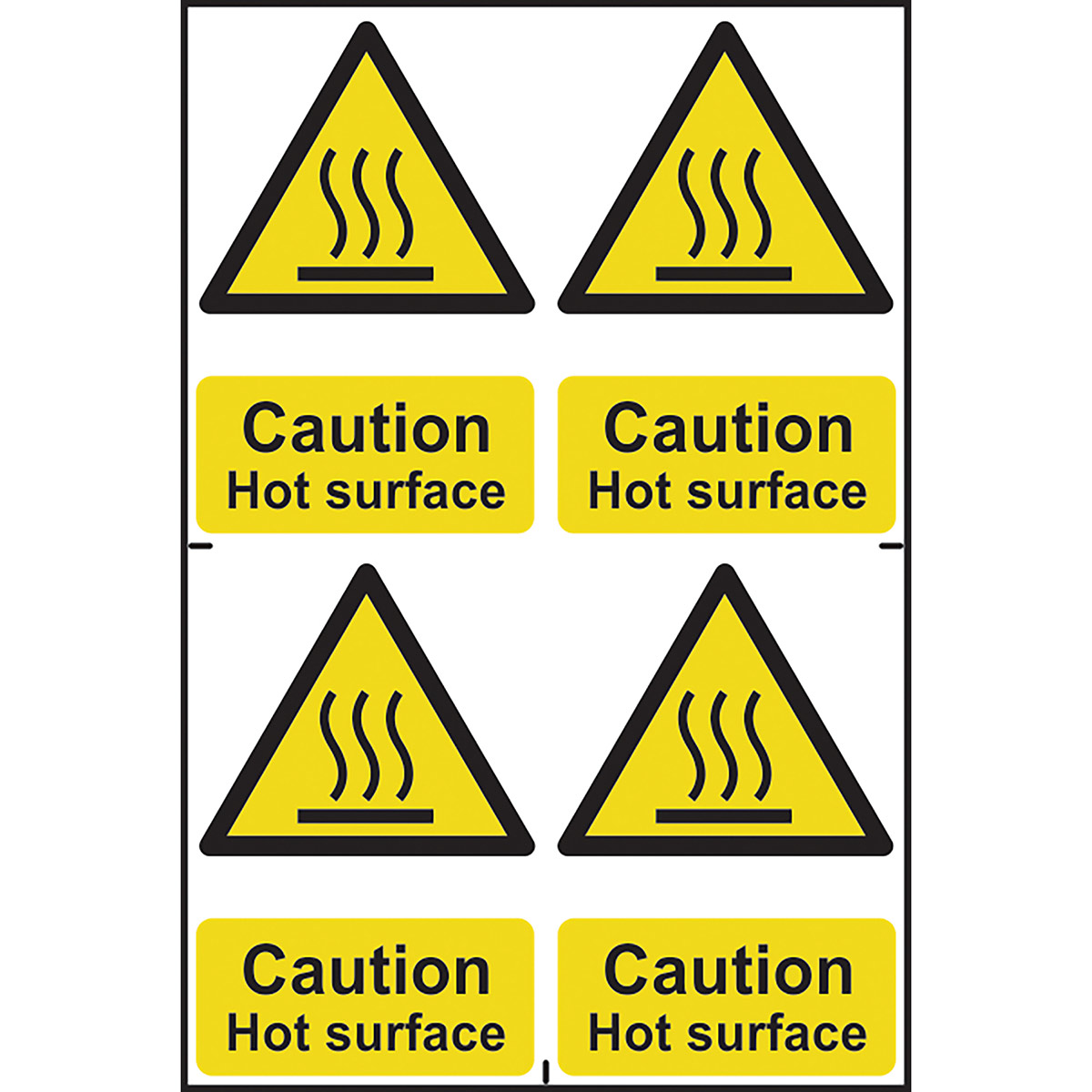 Self-Adhesive PVC "Caution Hot Surface" Sign 100mm x 150mm (Pack of 4 ...