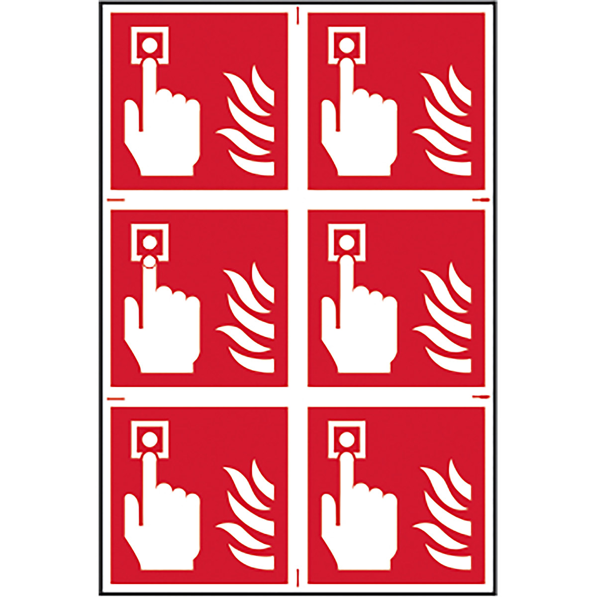 Self-Adhesive PVC Fire Alarm Symbol Sign 100mm x 100mm (Pack of 6 ...