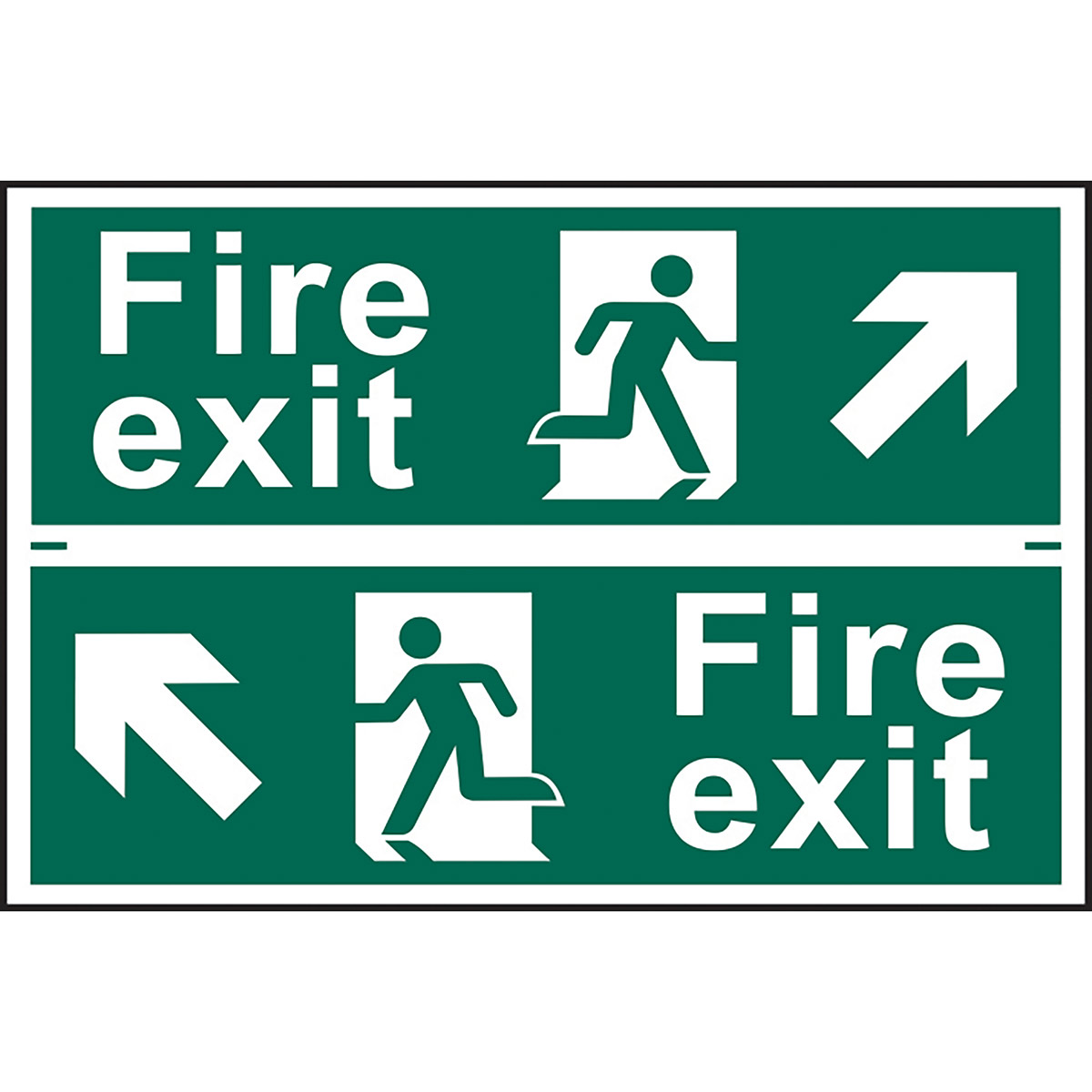 Self-Adhesive PVC "Fire Exit" Diagonal Arrow/Man Sign 300mm x 200mm ...