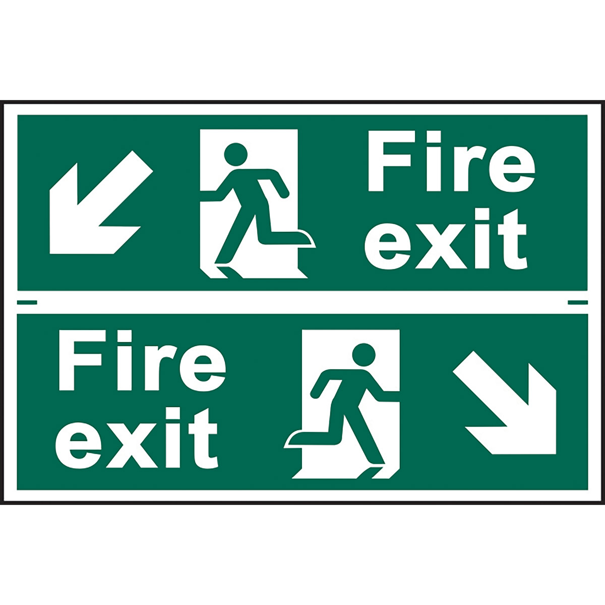 Self-Adhesive PVC "Fire Exit" Diagonal Down Arrow Sign 300mm x 100mm ...
